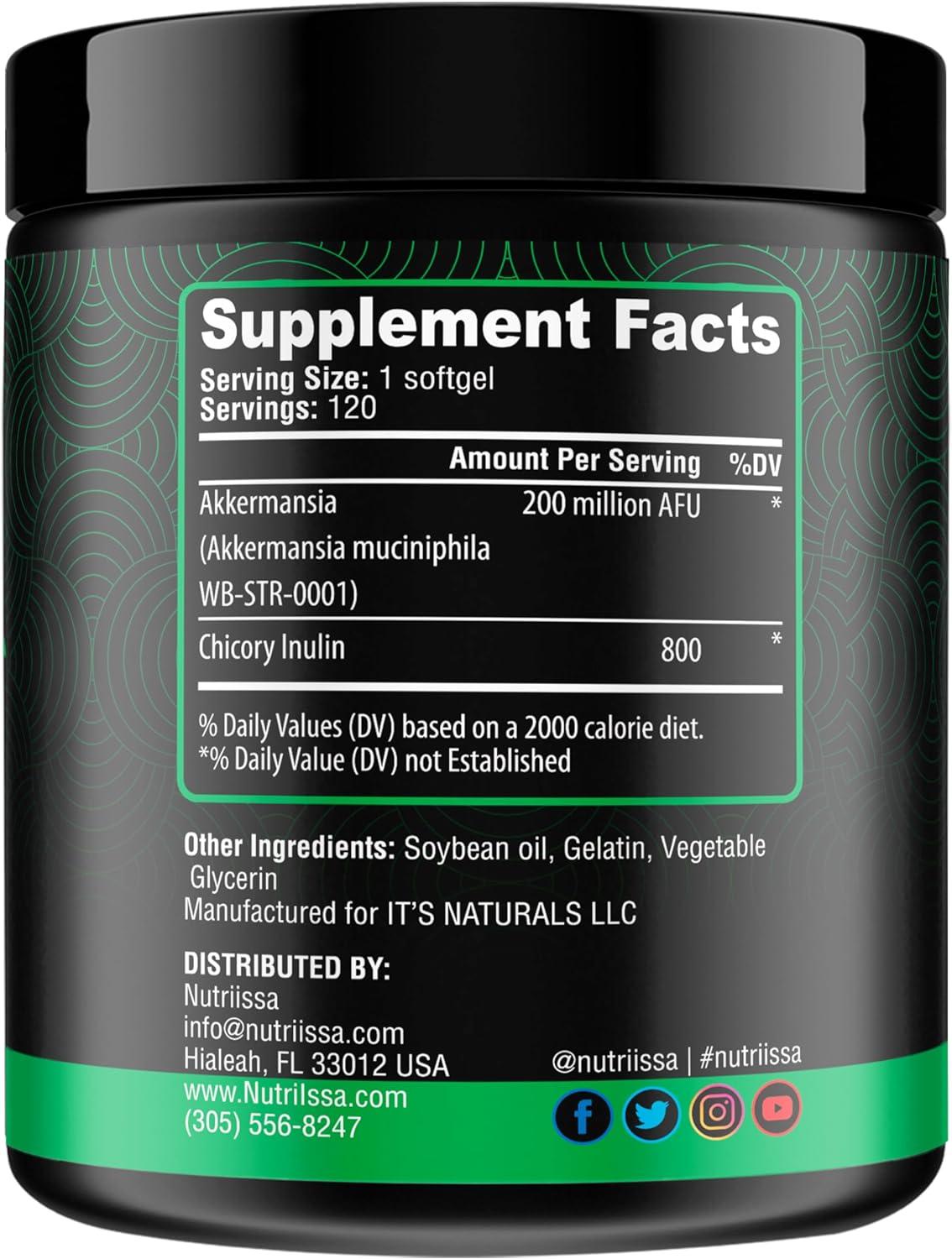 Akkermansia Probiotic Softgels - 200 Million AFU - Gut Health Support ...