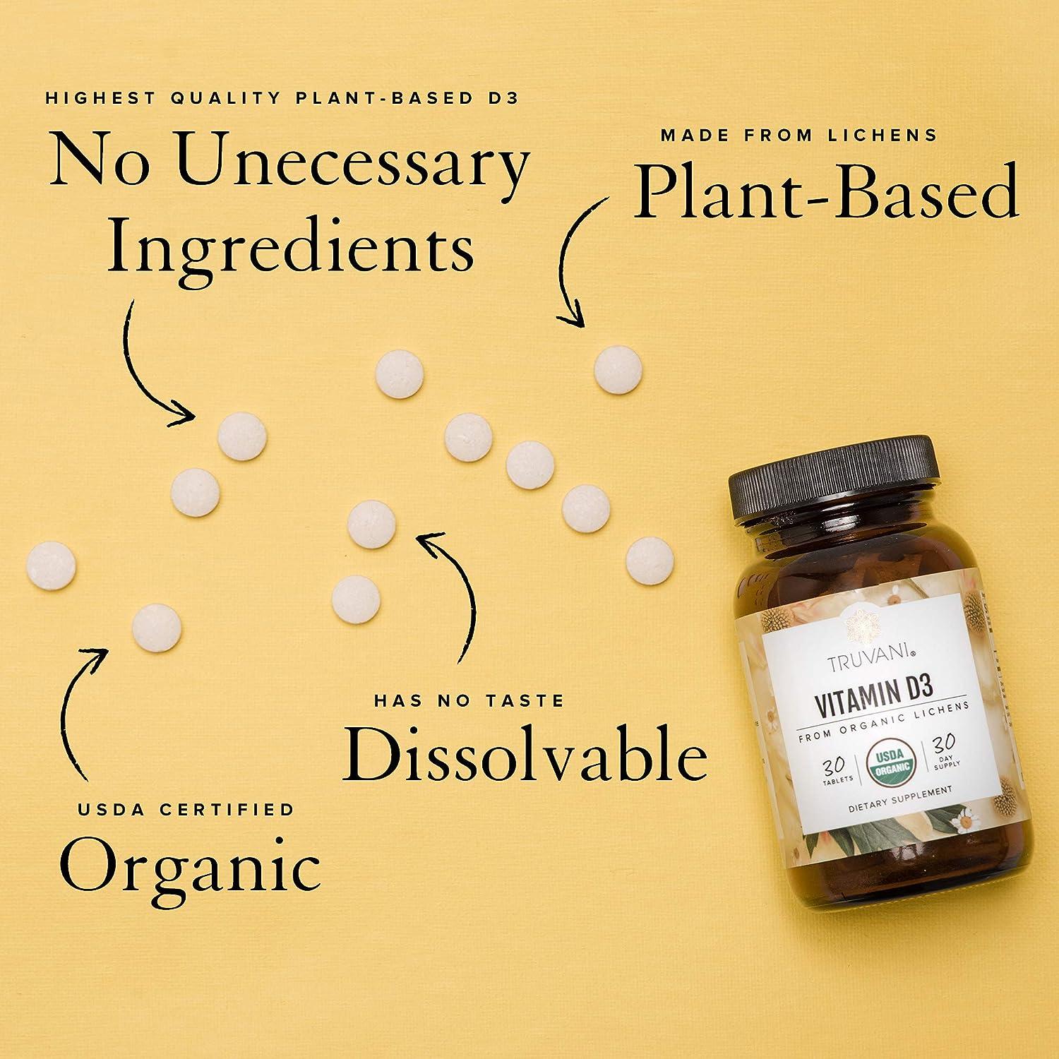 Truvani Organic Lichen Vitamin D3 - 30 Tablets | Buy Now with Express ...