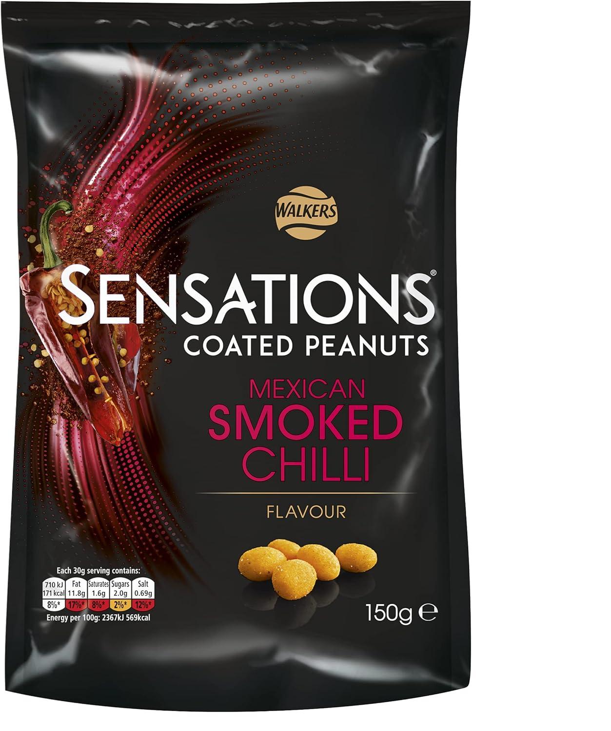 Sensations Mexican Smoked Chilli Coated Sharing Peanuts 150g (Pack of 3 ...