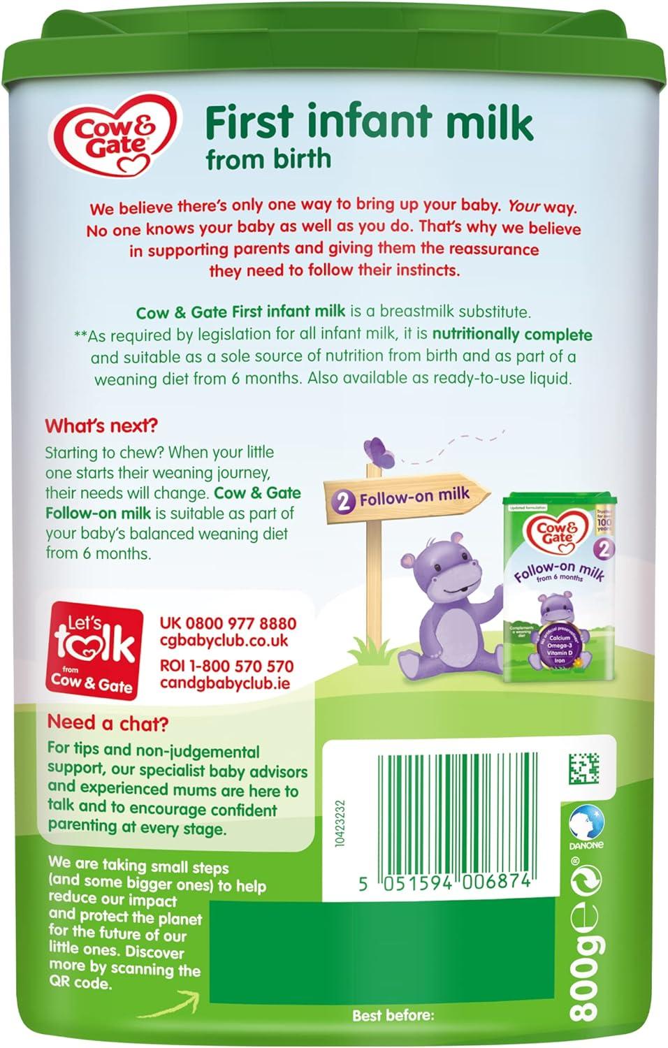 Cow & Gate 1 First Infant Baby Milk Powder Formula 800g - From Birth ...