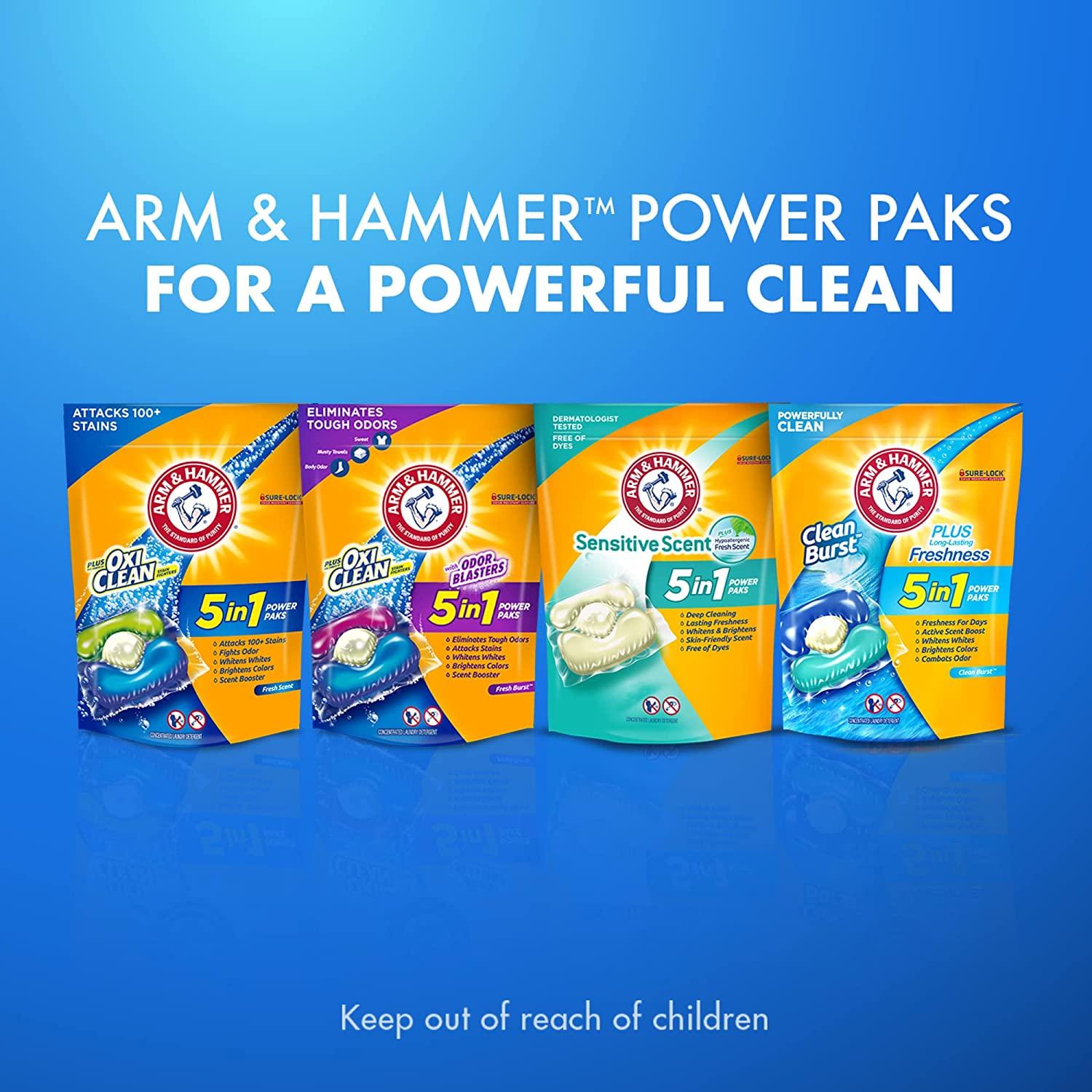 ARM & HAMMER Plus OxiClean with Odor Blasters 5-in-1 Laundry Detergent Power Paks - 42 Count ...