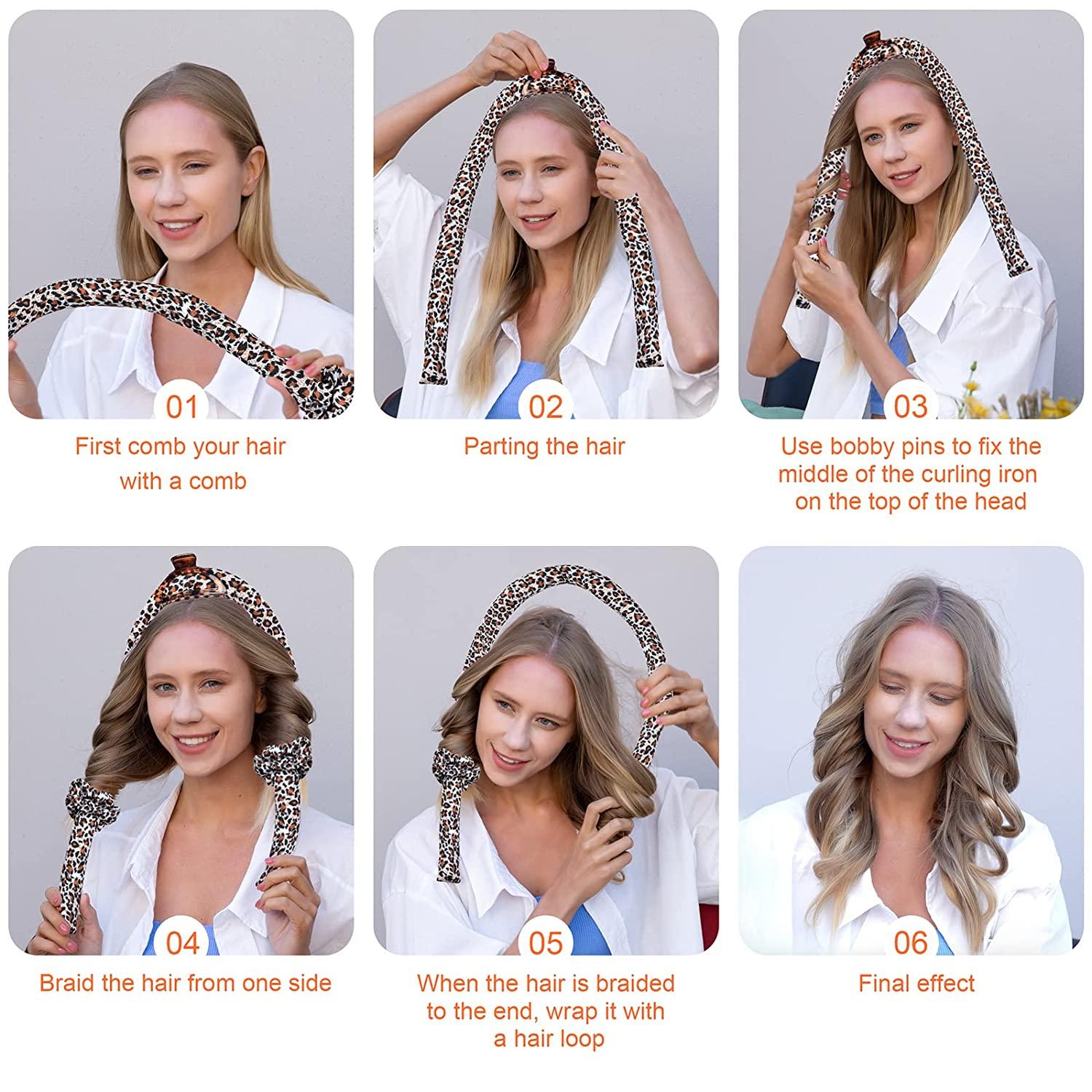 Leopard No Heat Curlers Overnight Heatless Curls For Long Hair Silk Diy Hair Styling Tools Kit
