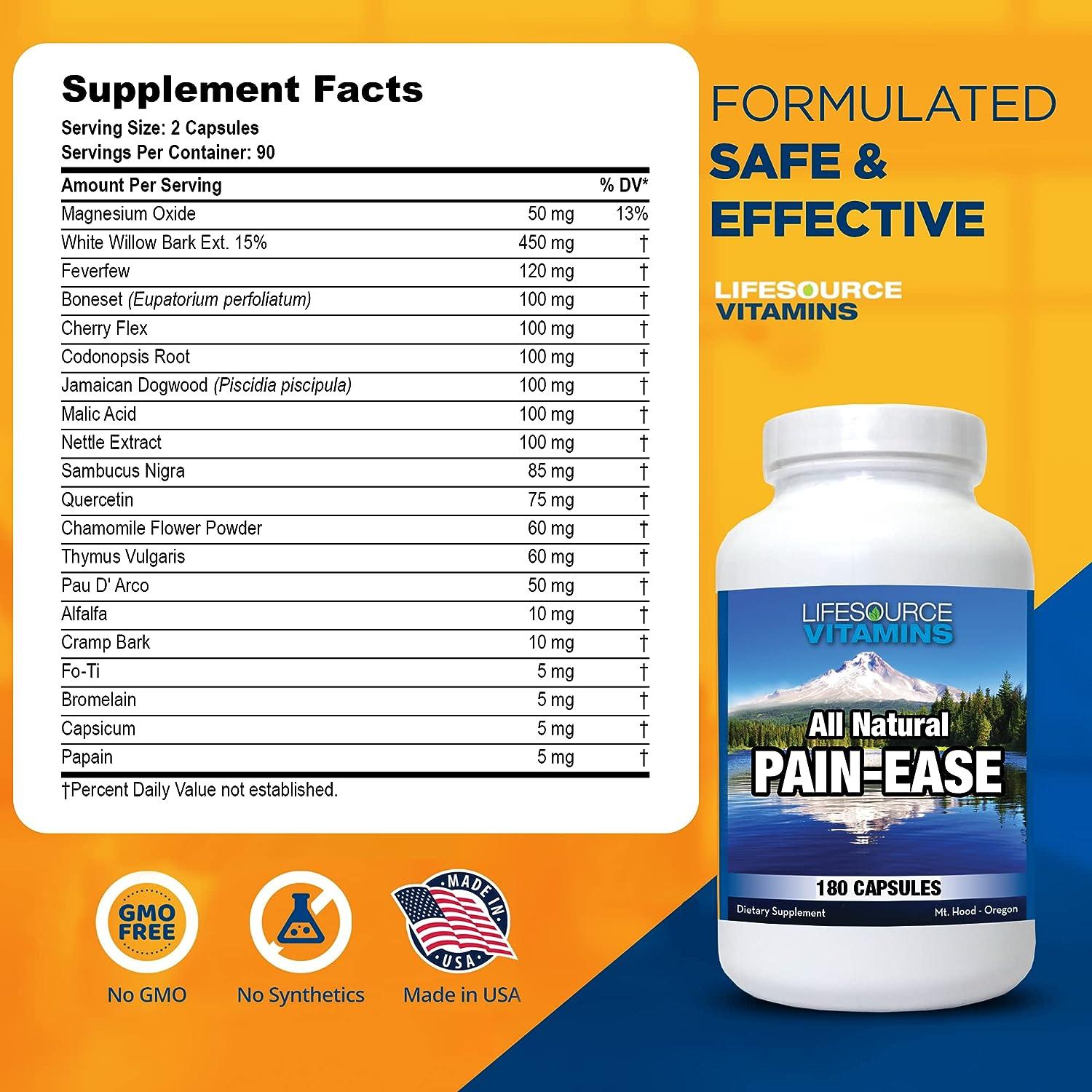 Lifesource Vitamins Natural Pain Ease: Headache, Migraine, Joint ...