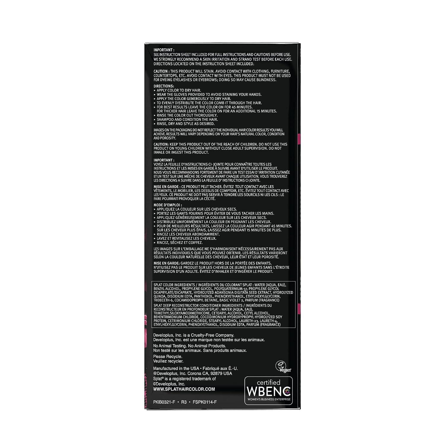 Splat Midnight Magenta Hair Color Kit - Vegan, Cruelty-Free Semi ...