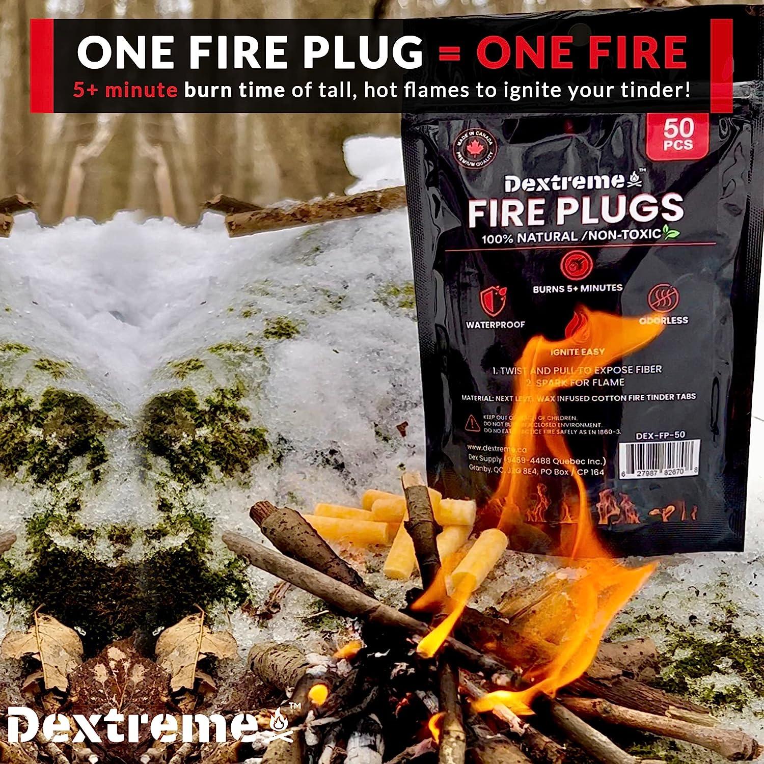 Dextreme Fire Plugs 50 Pcs - Weatherproof Fire Starter for Campfires ...