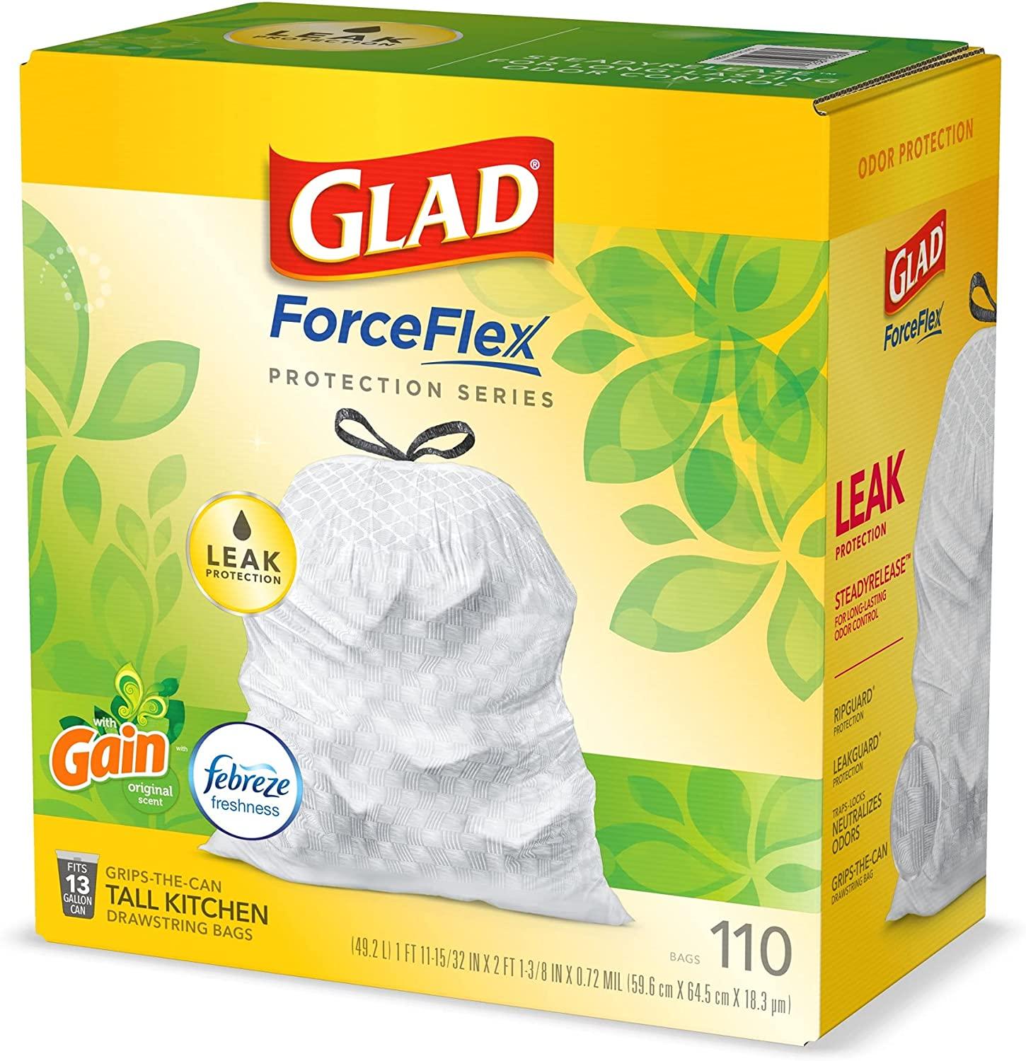 Glad ForceFlex Protection Series Tall Trash Bags, 13 Gal, Gain Original ...
