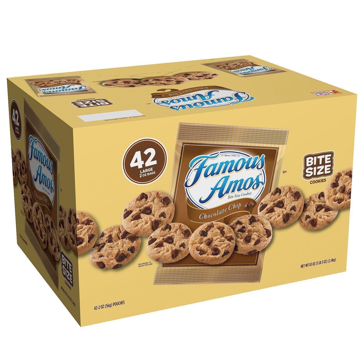 Famous Amos Cookies Chocolate Chip 2 oz Snack Pack - 84 Packs (42 Packs ...