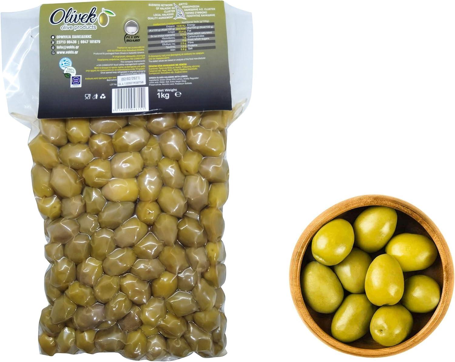 Greek Green Olives with Lemon | 1kg Vacuum-Sealed | Traditional ...