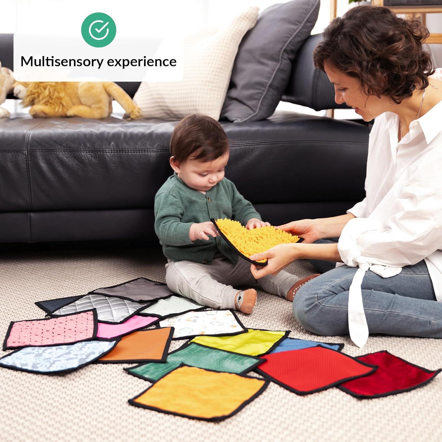 Sensory Mats for Babies | 16-Piece Set of Floor Tiles, Rug, and Wall ...