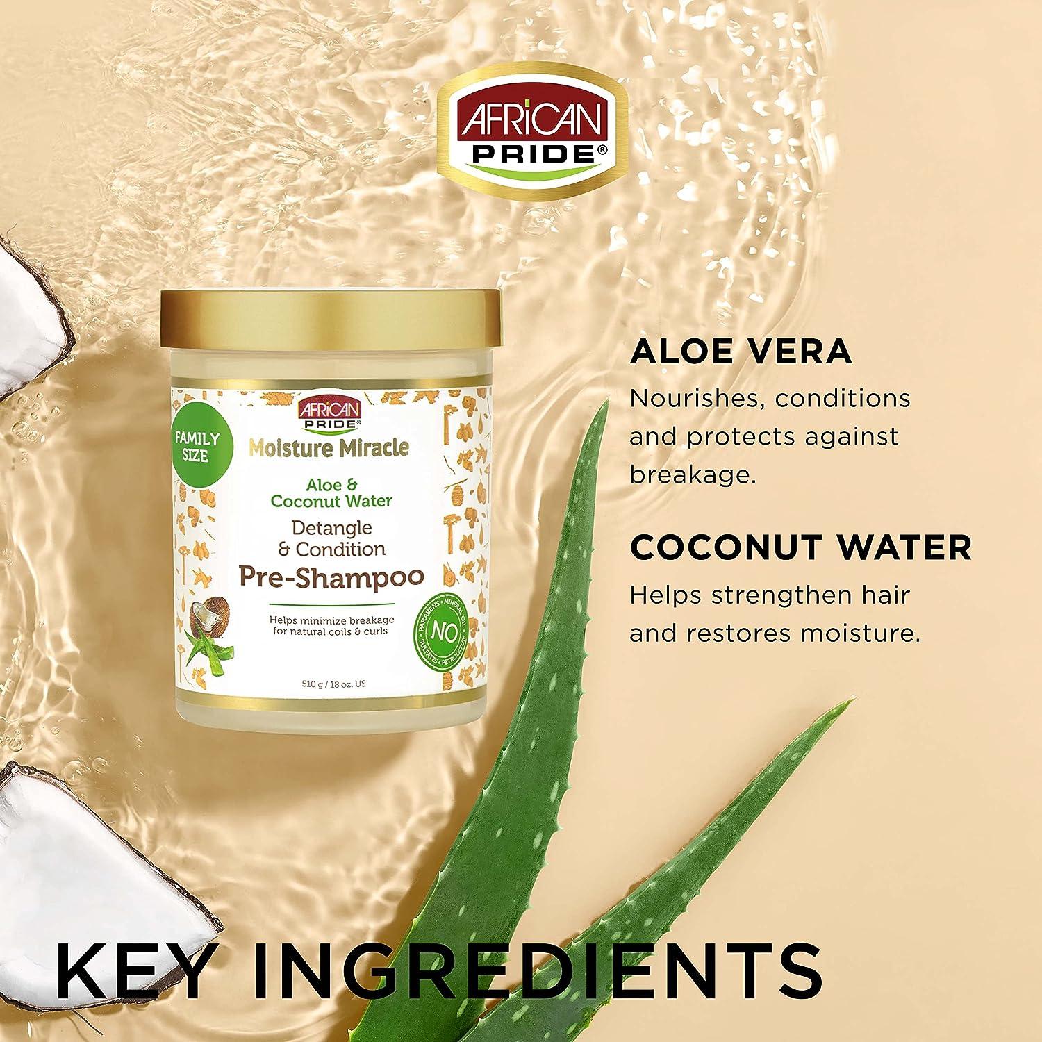 African Pride Moisture Miracle Aloe & Coconut Water Pre-Shampoo - 18 oz ...