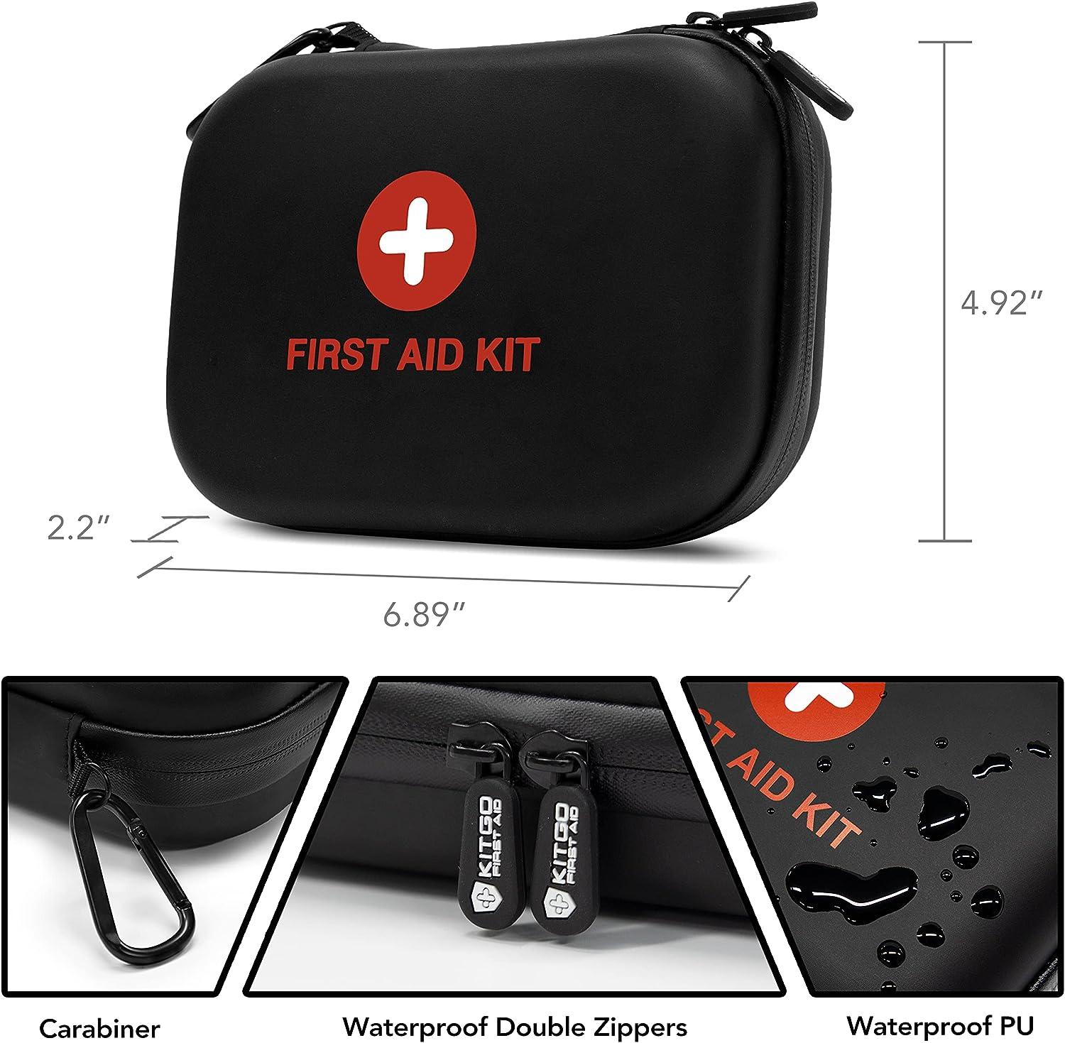 Kitgo Small First Aid Kit - Waterproof Mini Emergency Trauma Kit for ...