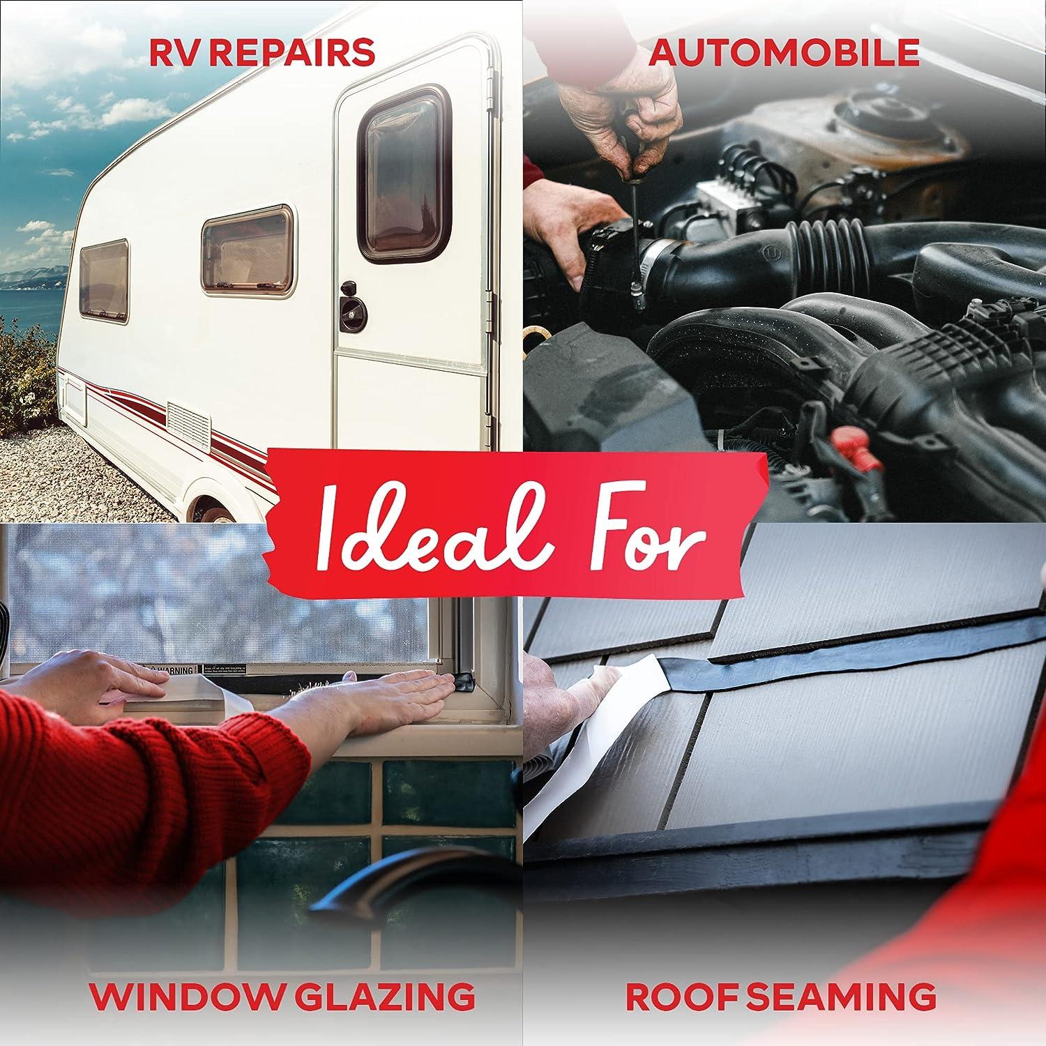 Butyl Sealing Tape Black 1/8-In x 3/4-In x 30-Foot Plumbers Putty Tape ...