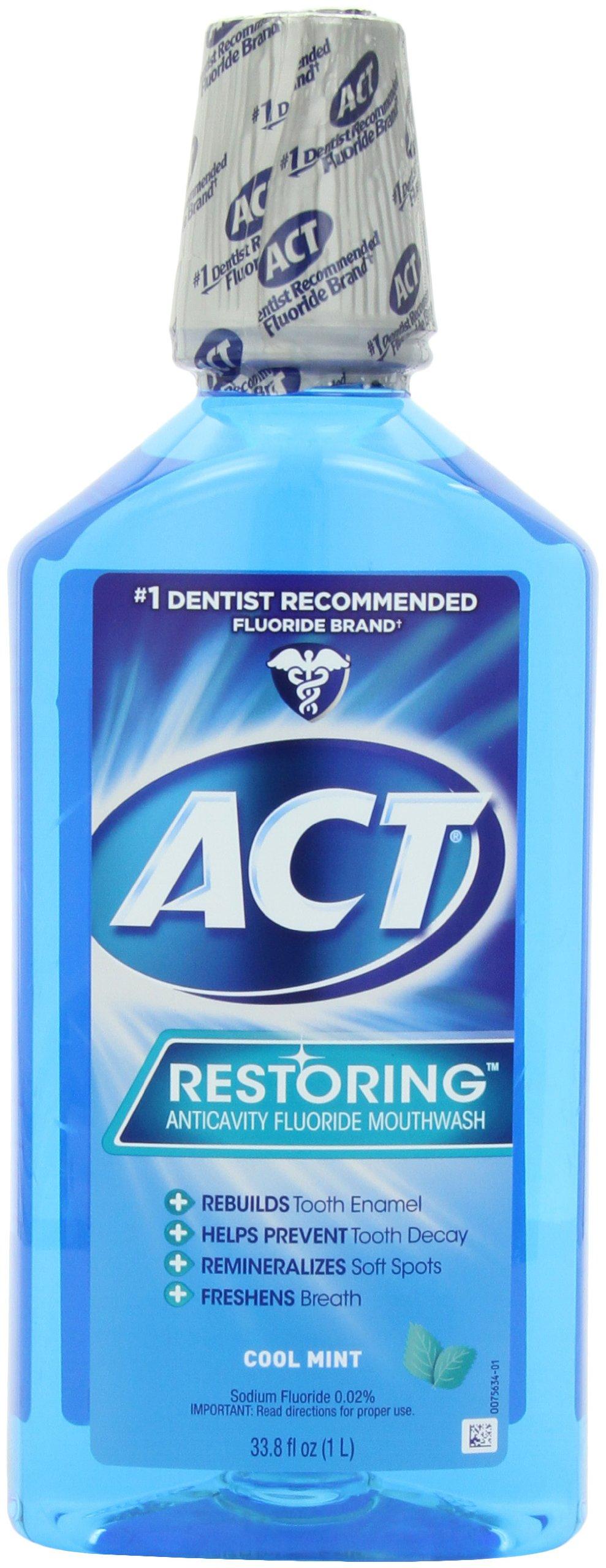 ACT Restoring Fluoride Mouthwash 33.8 fl. oz. - Cool Mint Strengthens ...