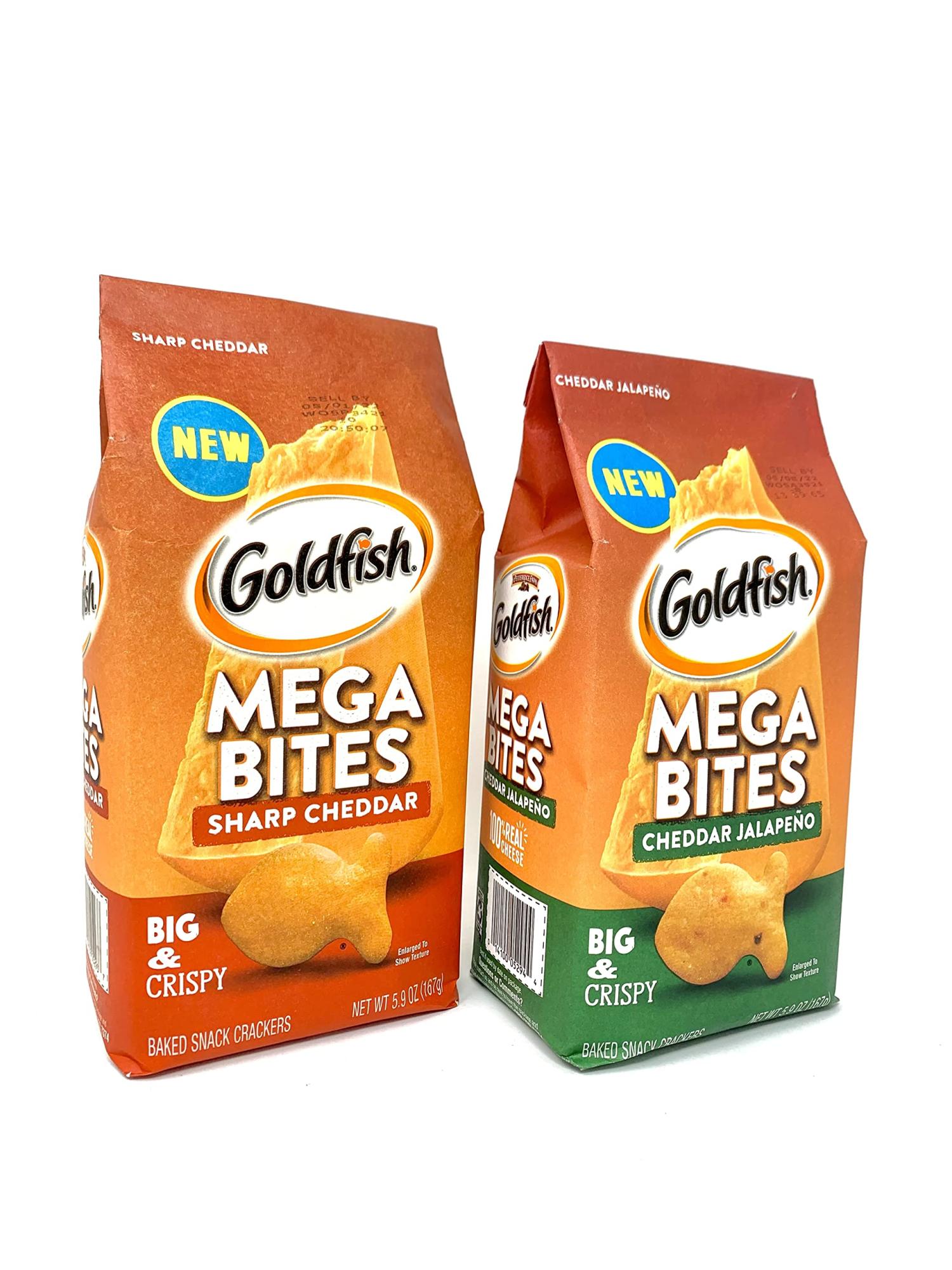 Goldfish Mega Bites Bundle - Cheddar Jalapeno & Sharp Cheddar Flavor ...