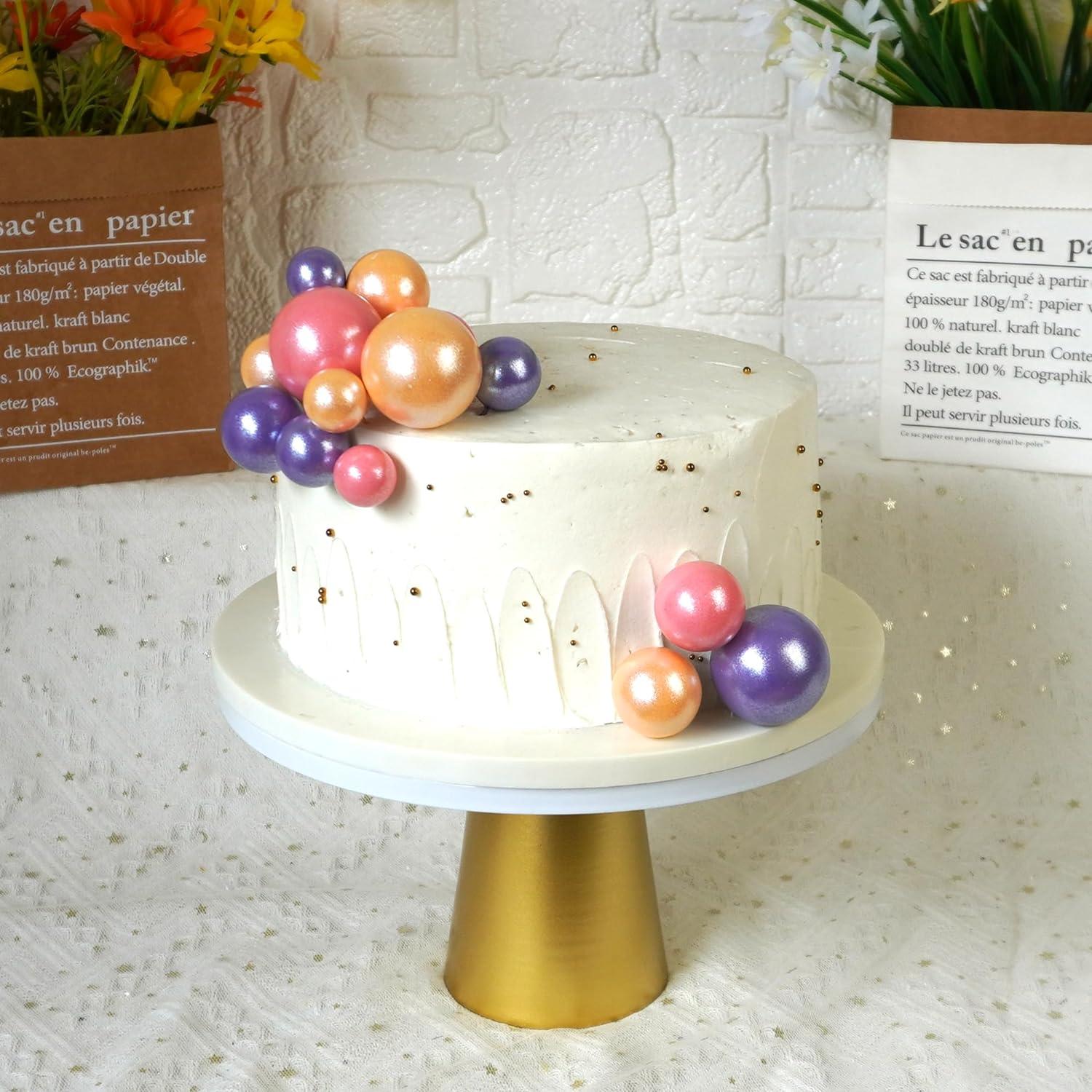 Ball Cake Topper Purple Cake Decoration with Pink Yellow ball cake ...