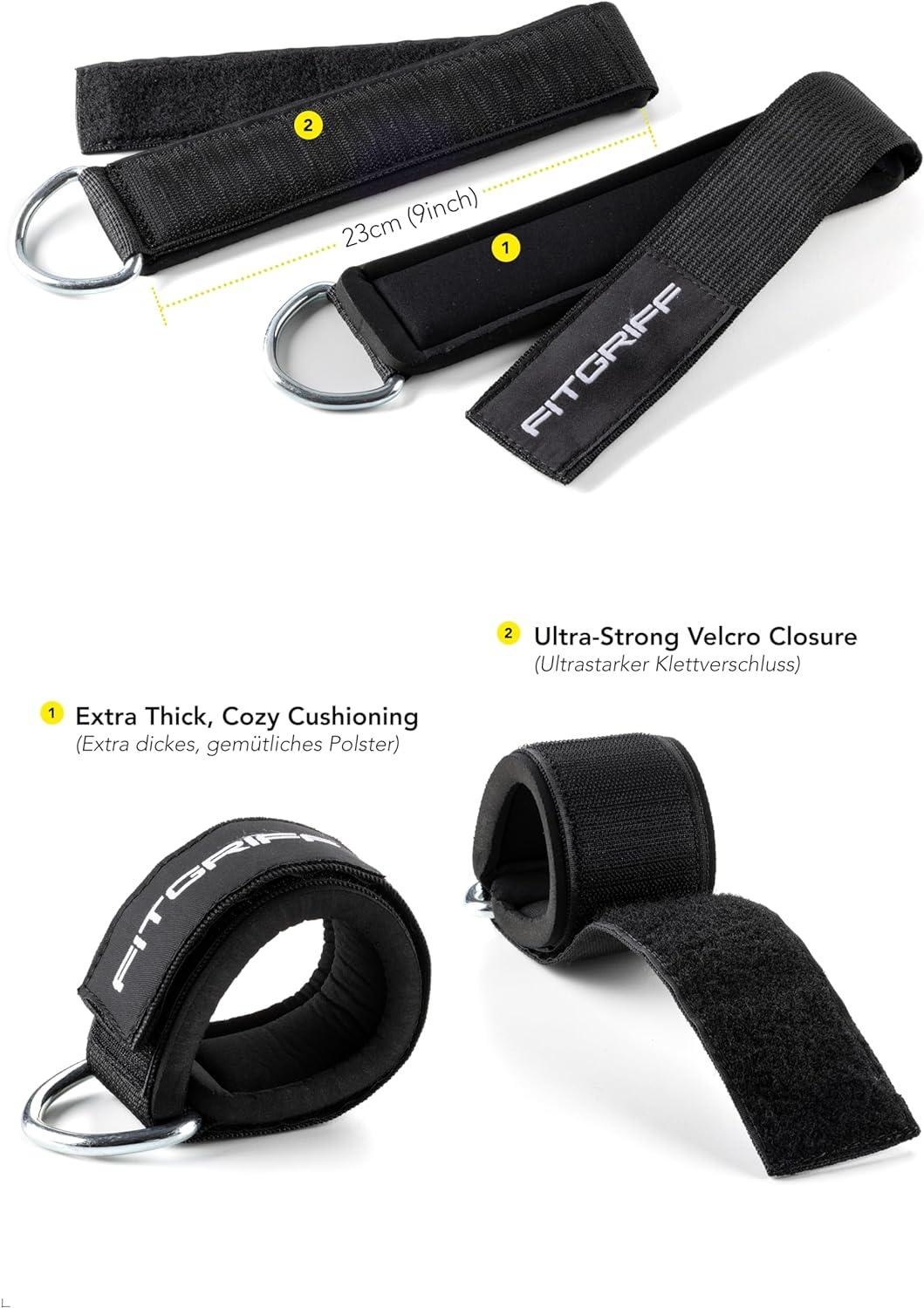 FITTECHT Foot Loops V2 - Heavily Padded Ankle Straps for Cable Training ...