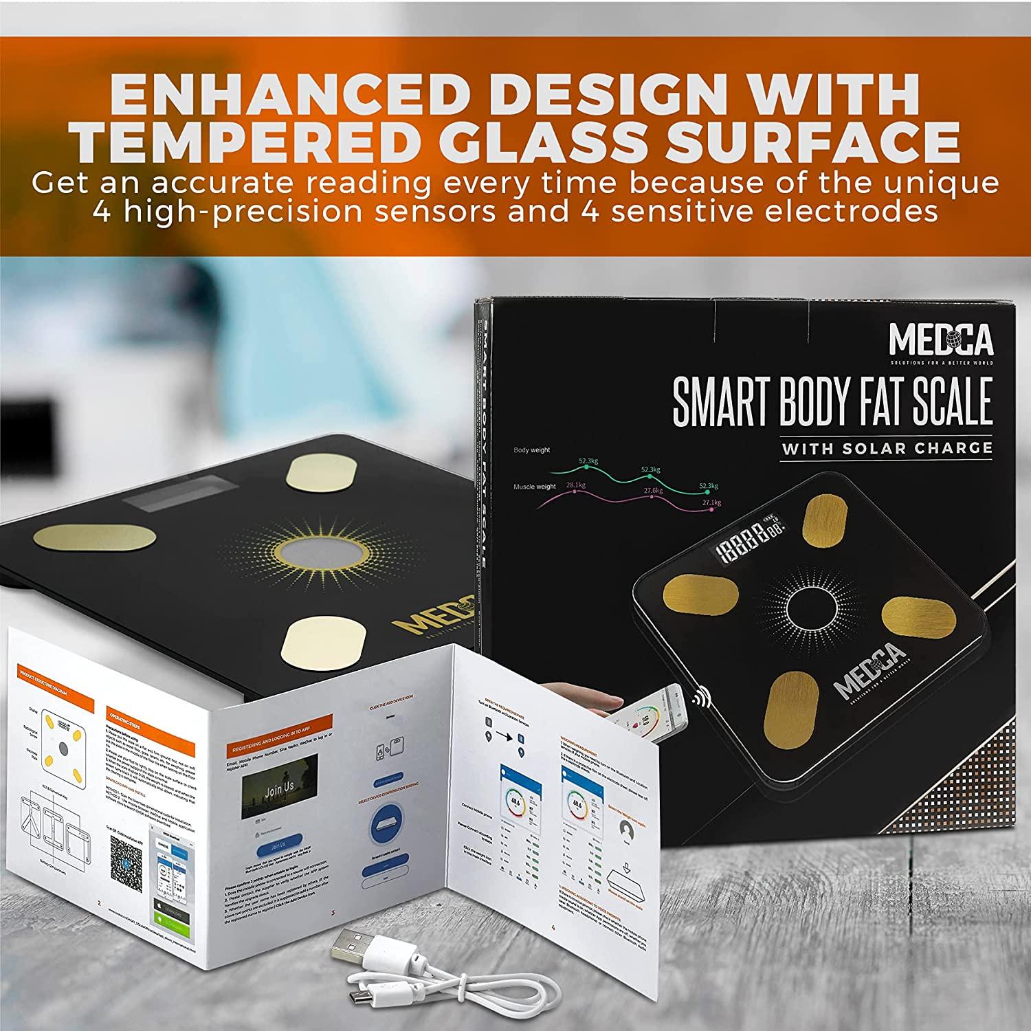 Smart Digital Solar Powered Body Fat Scale for Precise Weight, BMI, and ...