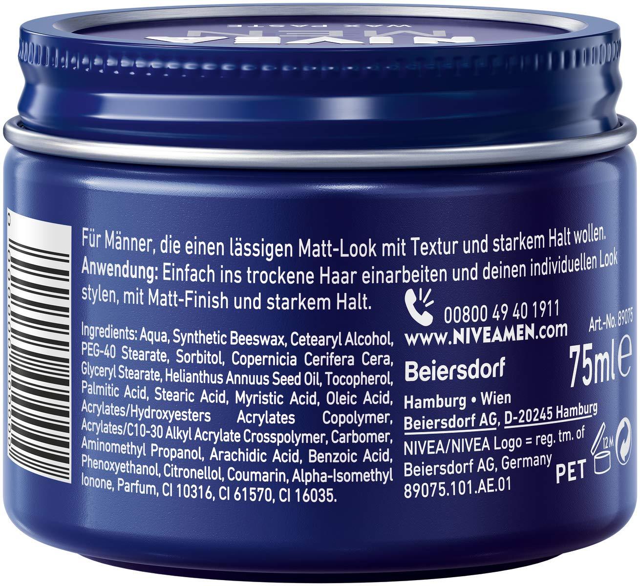 Buy Nivea Men Matte Wax Paste 75ml | Strong Hold Hair Wax for Casual ...