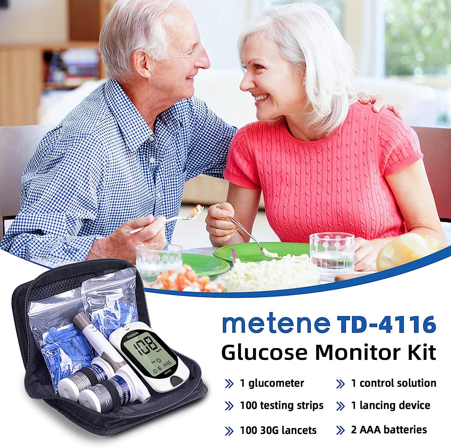 Metene TD-4116 Blood Glucose Monitor Kit, 100 Glucometer Strips, 100 ...