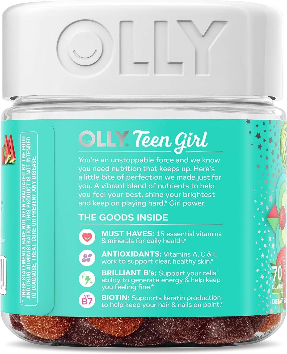 OLLY Teen Girl Multi Gummy - Healthy Skin & Immune Support - 15 ...