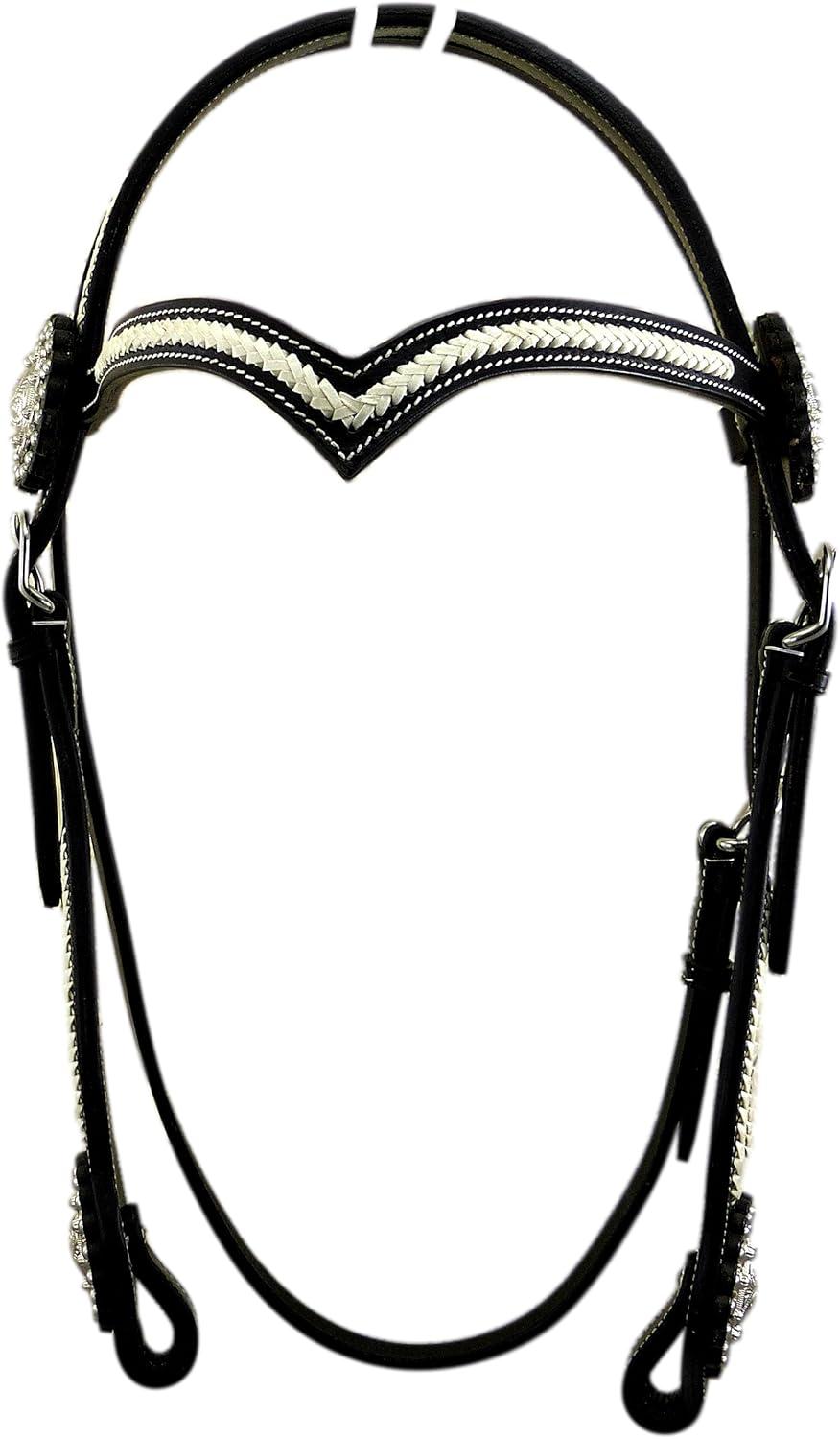 Thor Equine Miles Western Bridle - V-Shaped Black Cob Headstall with ...