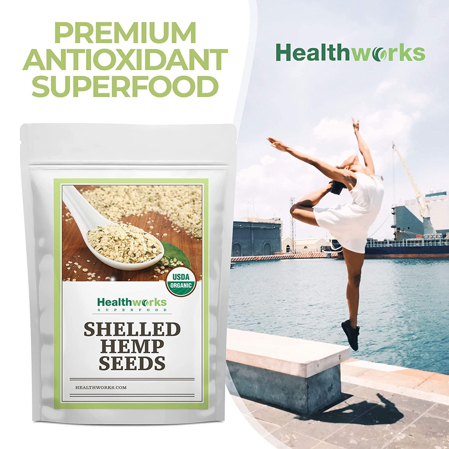 Healthworks Organic Shelled Hemp Seeds - 16oz | Omega 3 & 6, Fiber ...