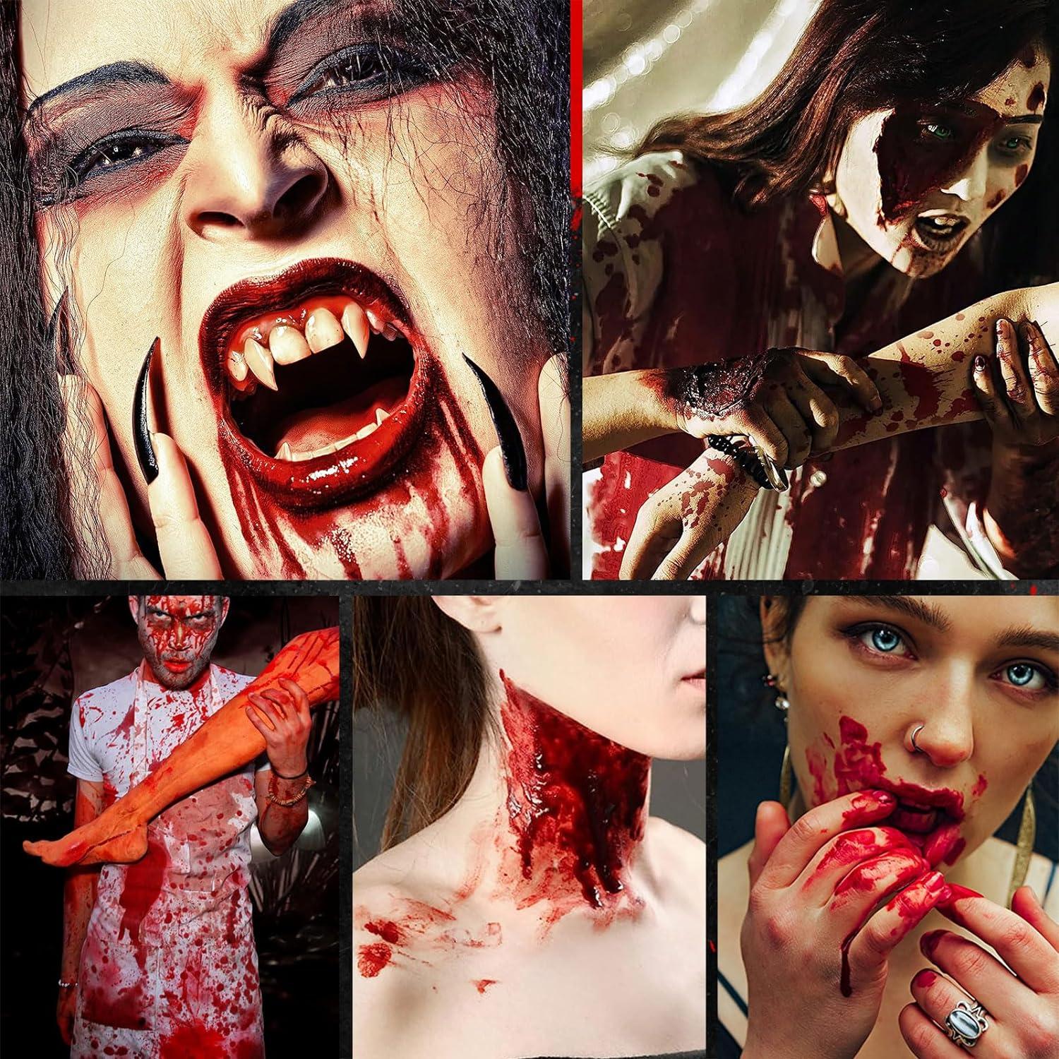 CHASPA Fake Blood SFX Makeup Kit - Coagulated Blood Gel Blood Splatter ...