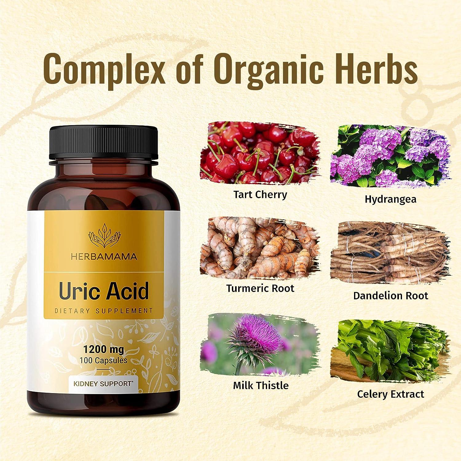 Organic Uric Acid Support Capsules with Tart Cherry, Celery & Turmeric ...