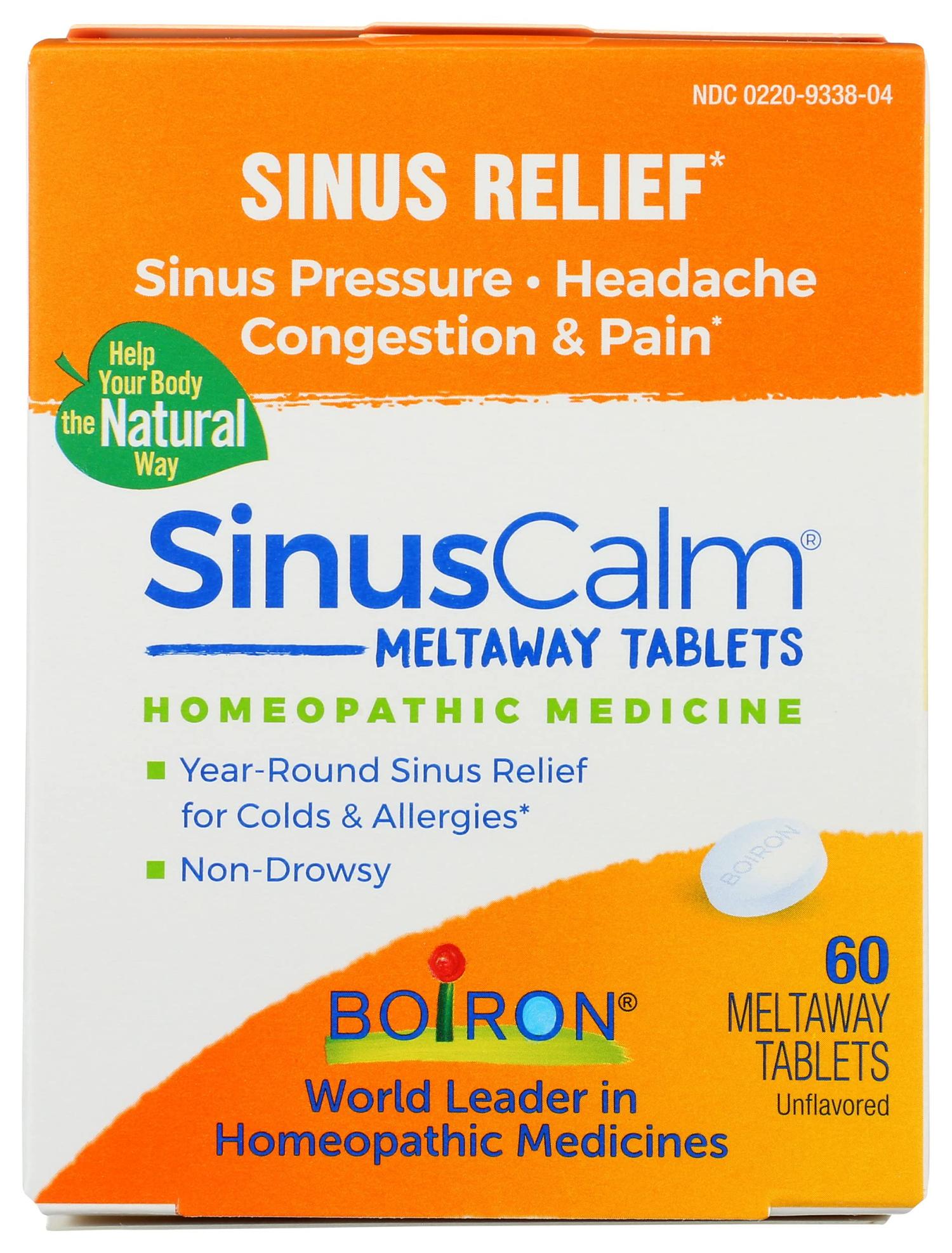 Boiron SinusCalm Sinus Relief Tablets - 60 Quick-Dissolving Unflavored ...