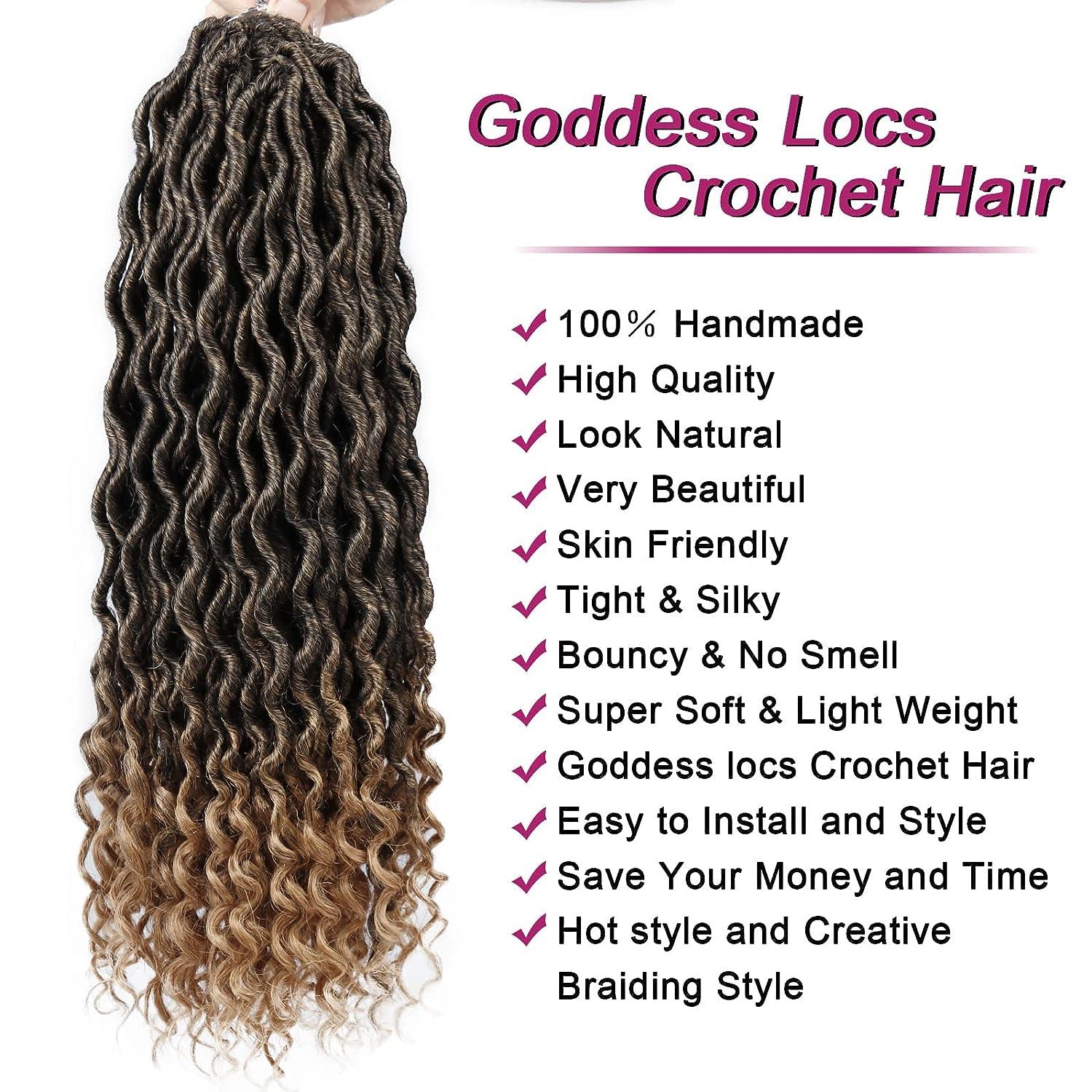 Goddess Locs Crochet Hair - 20 Inch Wavy Faux Locs for Black Women ...