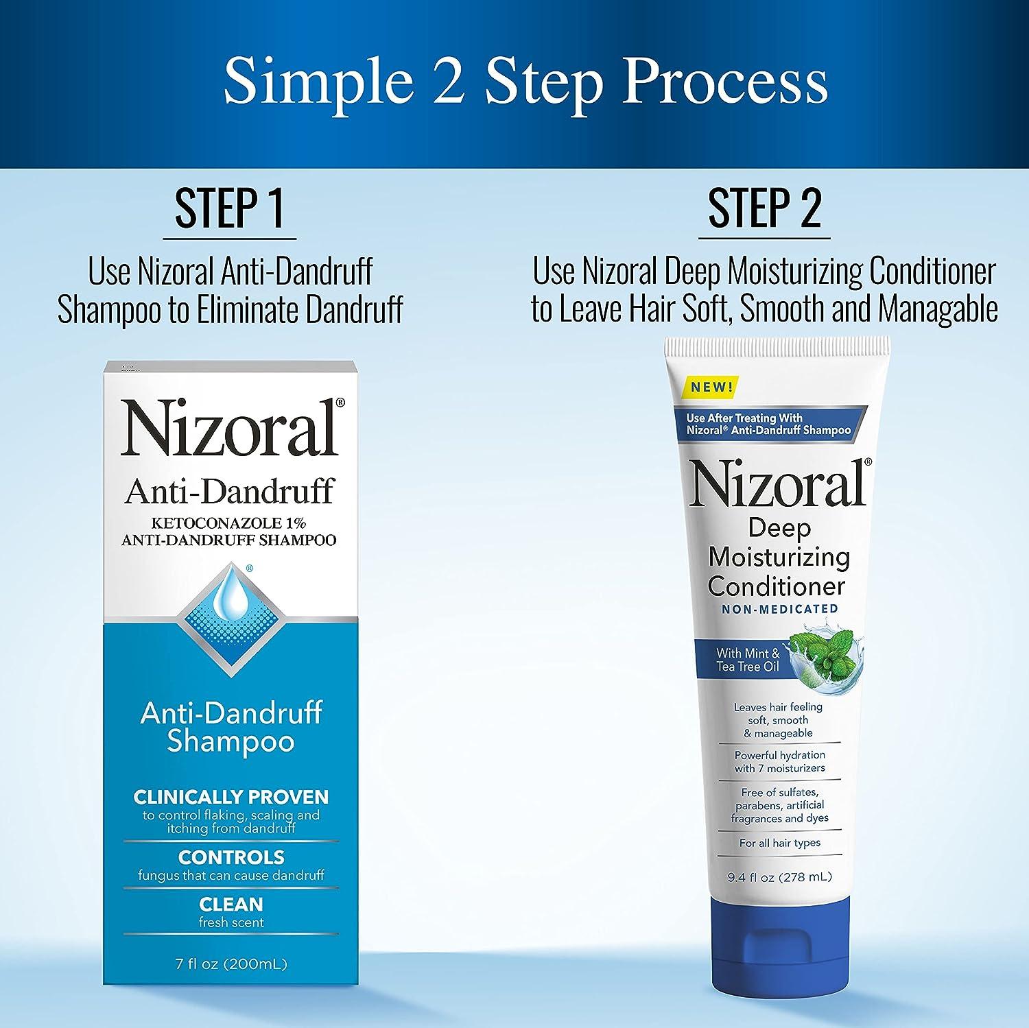 Nizoral Anti-Dandruff Shampoo + Deep Moisturizing Conditioner Bundle - 7oz Shampoo + 11oz ...