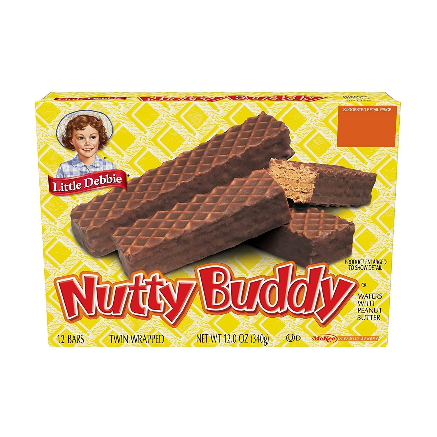 Little Debbie Nutty Buddy Wafer Bars - Crunchy Peanut Butter Layered ...