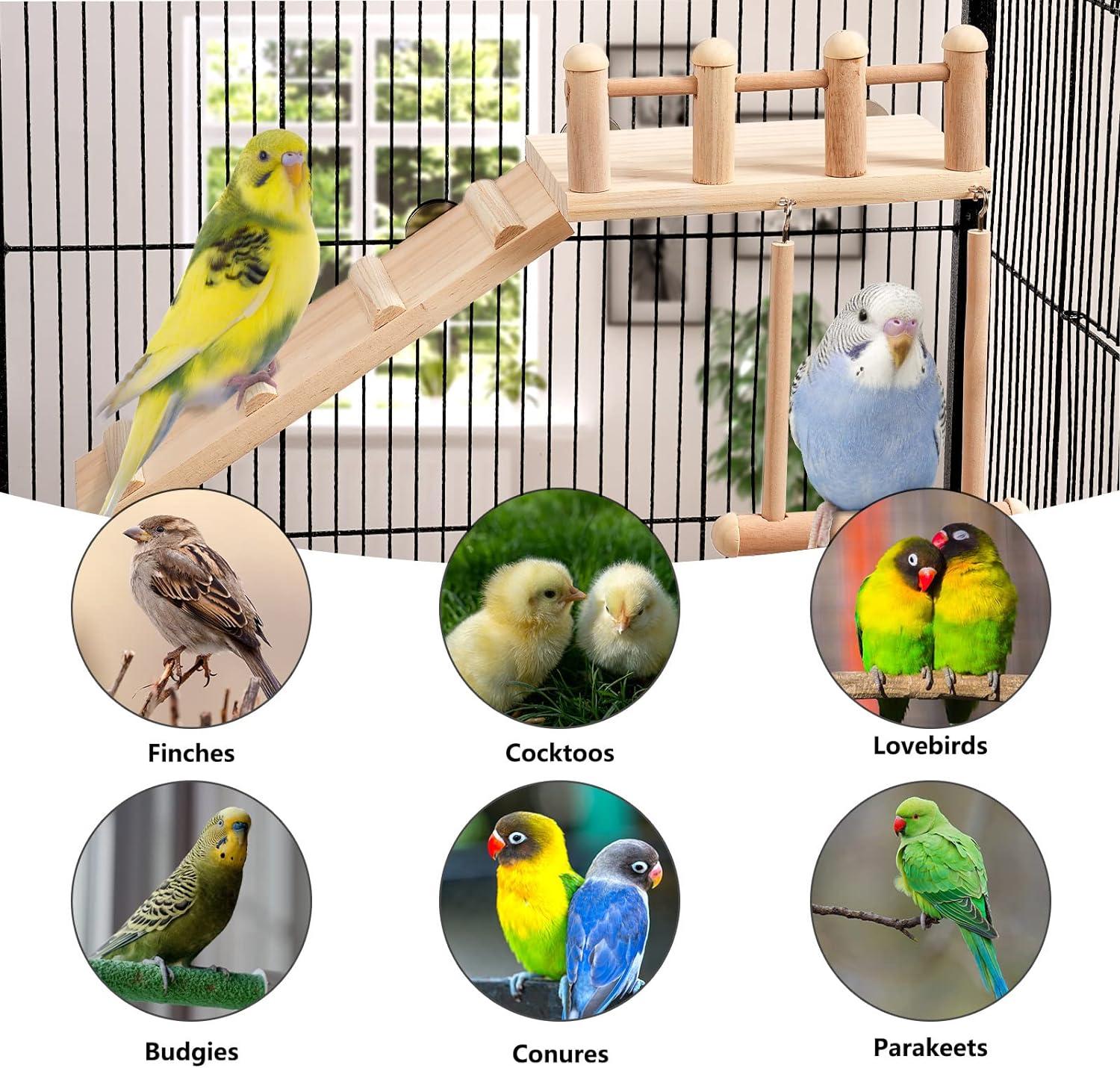 TeTupGa Hamster Bird Perches Cage Toys - Wooden Platform with Climbing ...