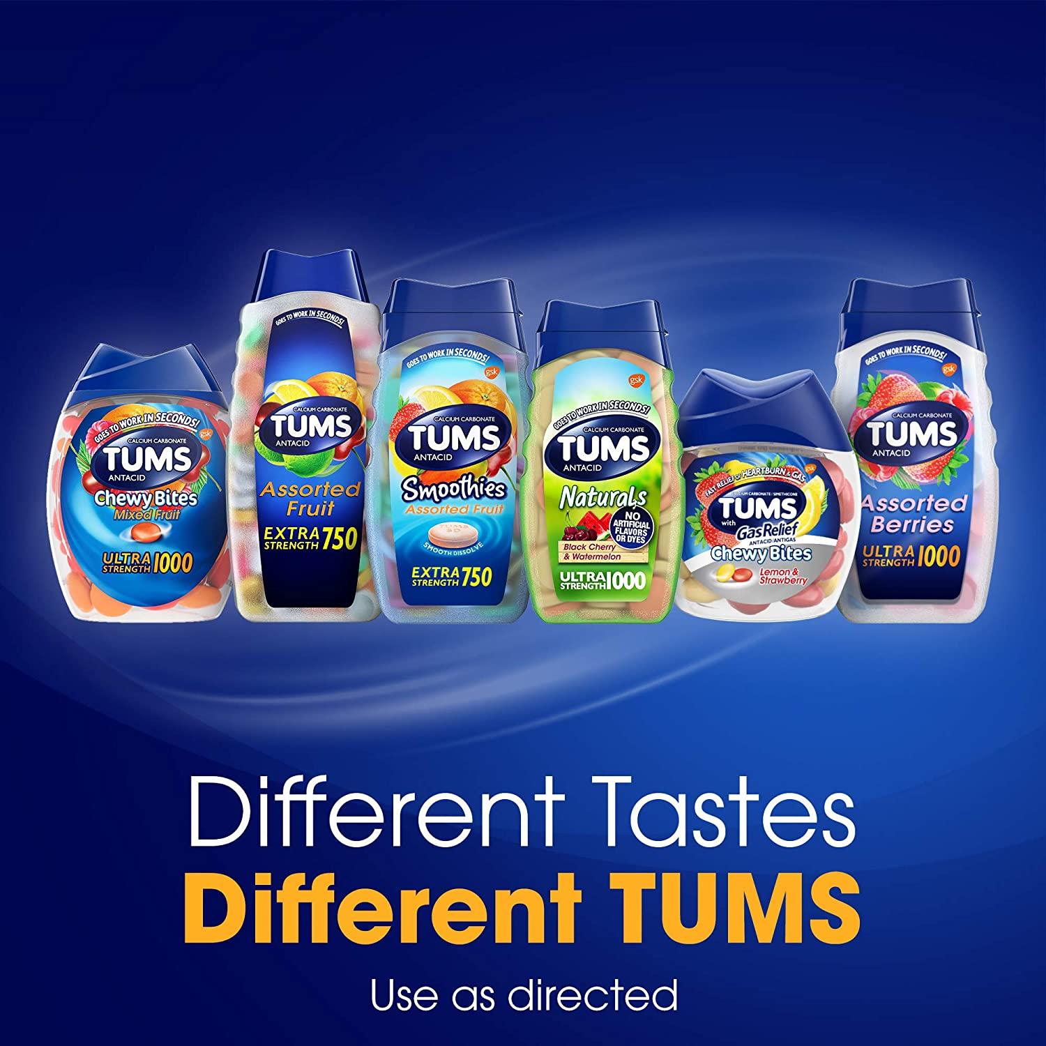TUMS Chewable Bites Ultra Strength Antacid Tablets for Heartburn and ...