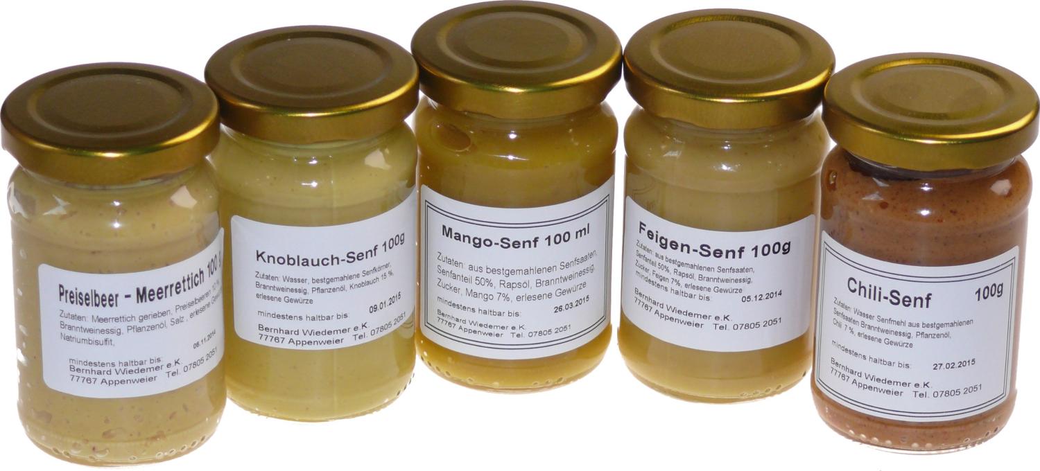 Wiedemer Gourmet Mustard Set 'Raclette' Five Popular Variations (5 x ...