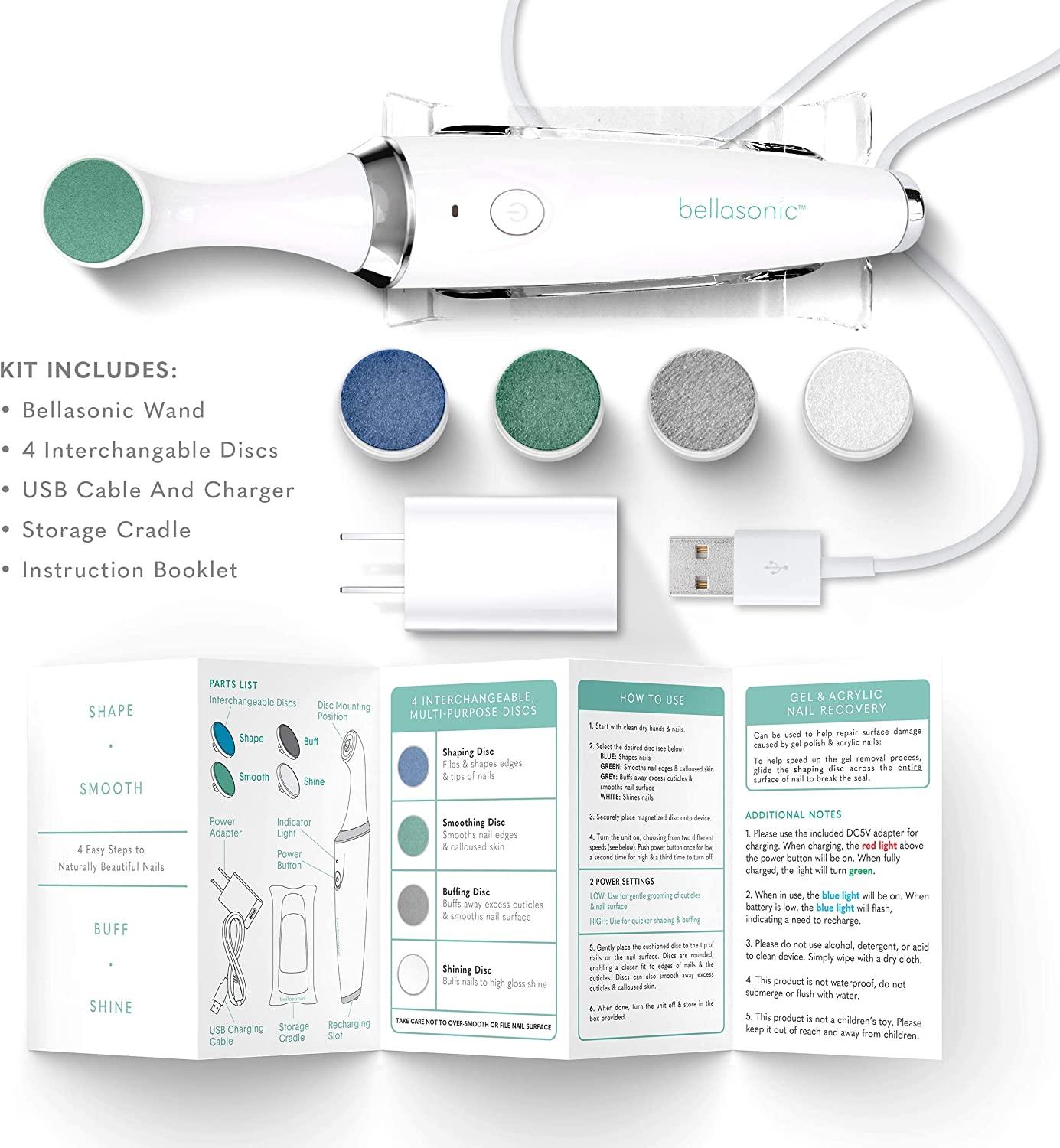 BELLASONIC 4-in-1 Electric Nail File Set | Rechargeable, Oscillating ...