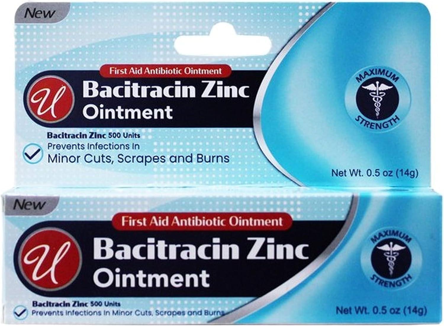 Bacitracin Zinc Ointment Cream - Antibiotic Relief for Skin Rash & Itchiness - First Aid Essential
