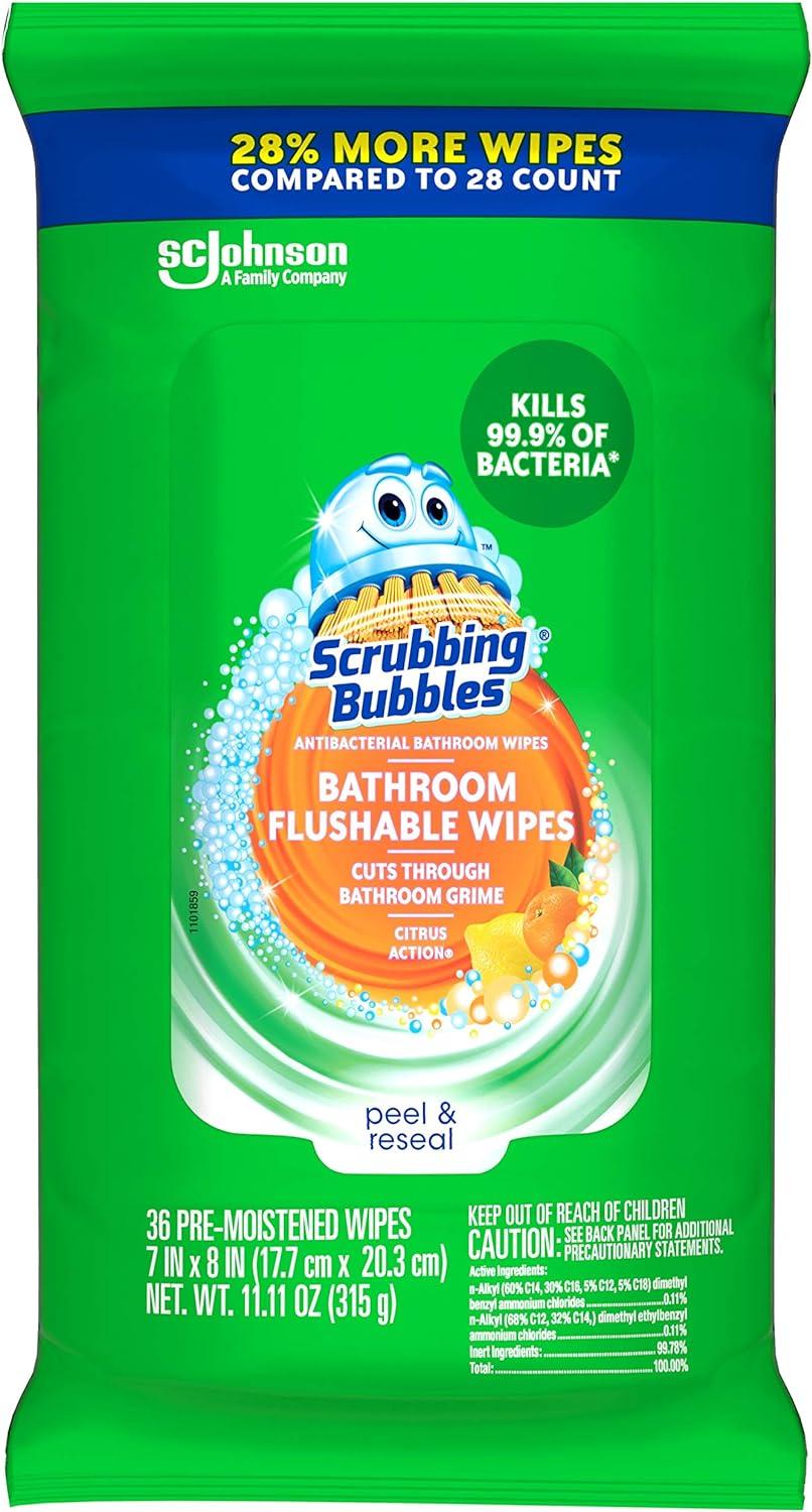 scrubbing bubbles flushable wipes