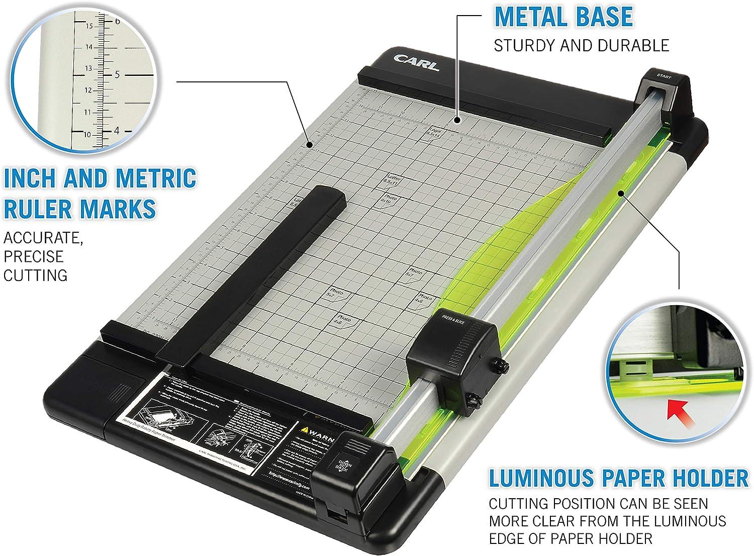 CARL Heavy Duty Rotary Paper Trimmer 15inch - 12220 Black And Silver 15 ...