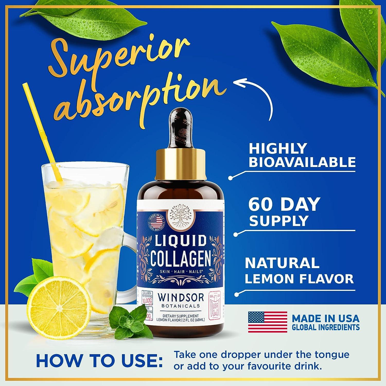 Lemon Flavor Liquid Collagen for Women with Biotin and Collagen ...