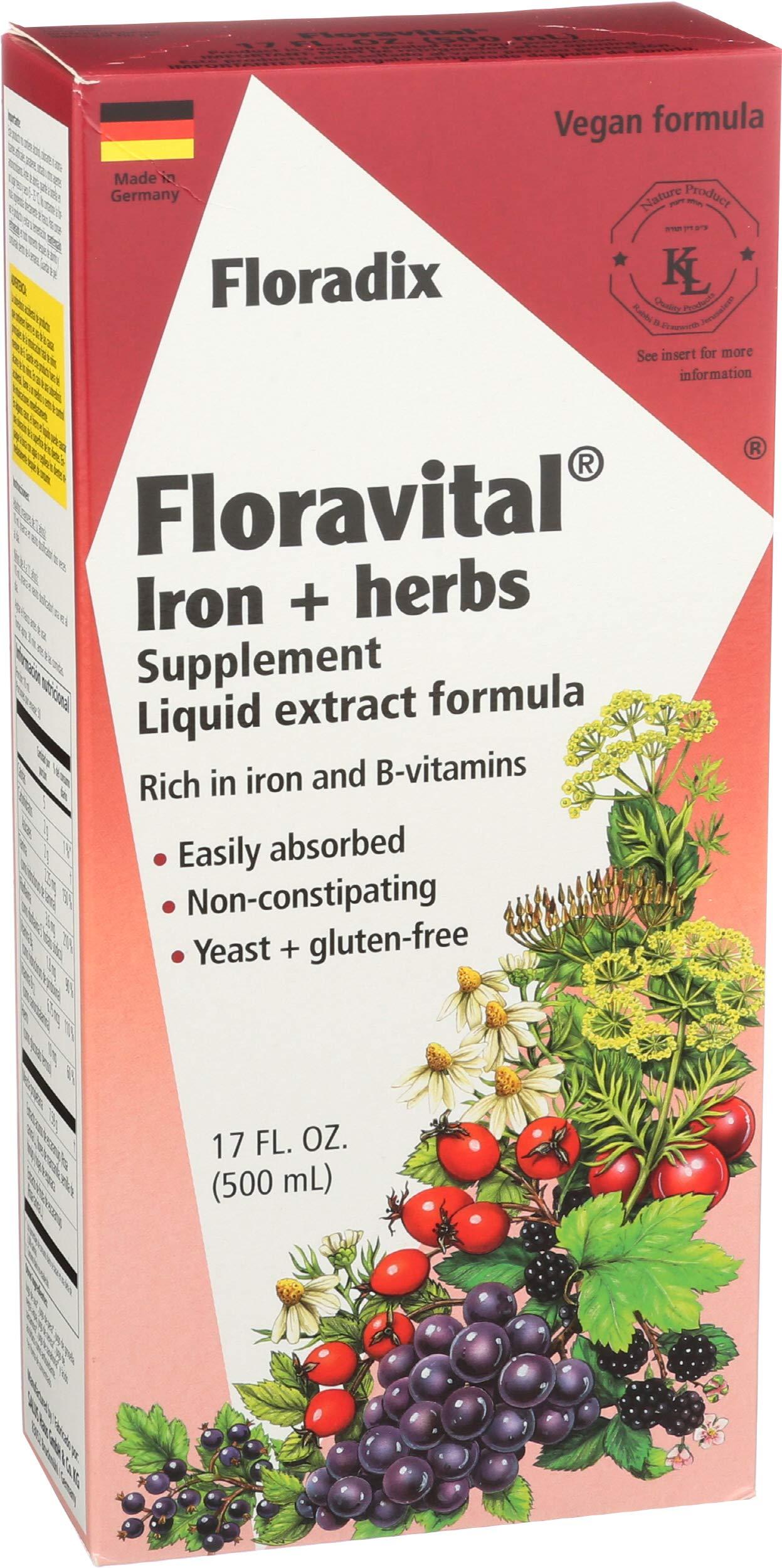 Flora Floradix Floravital Iron + Herbs Liquid Extract 17 fl oz - Boost Energy & Immunity | Buy ...