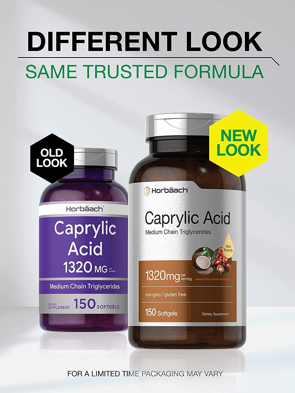 Caprylic Acid 1320mg Softgels | 150 Capsules | Non-GMO & Gluten Free ...