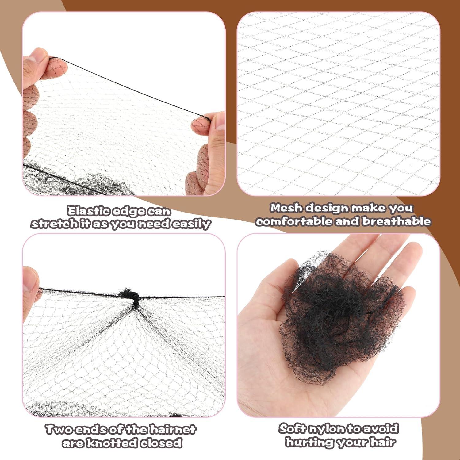 Abeillo Hair Nets for Buns Ballet Hair Net 20 Pcs 50 Cm Invisible Hair ...