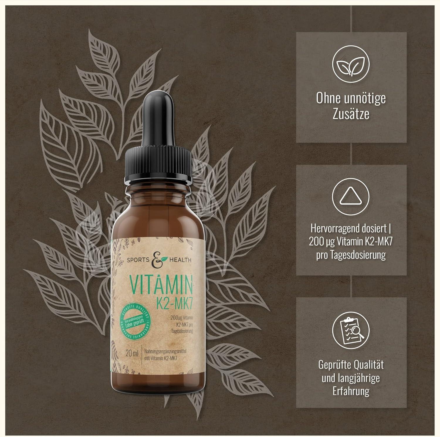 Vitamin K2 MK7 Drops - 200 g Daily Dose High Bioavailability Additive ...