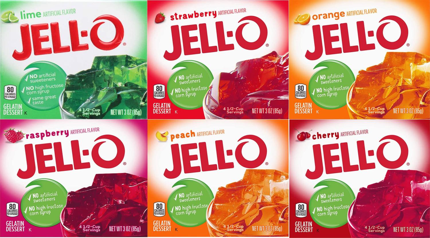 6 Flavors Gelatin Variety Pack - 3oz Each - 6 Box Set for Desserts - 6 ...
