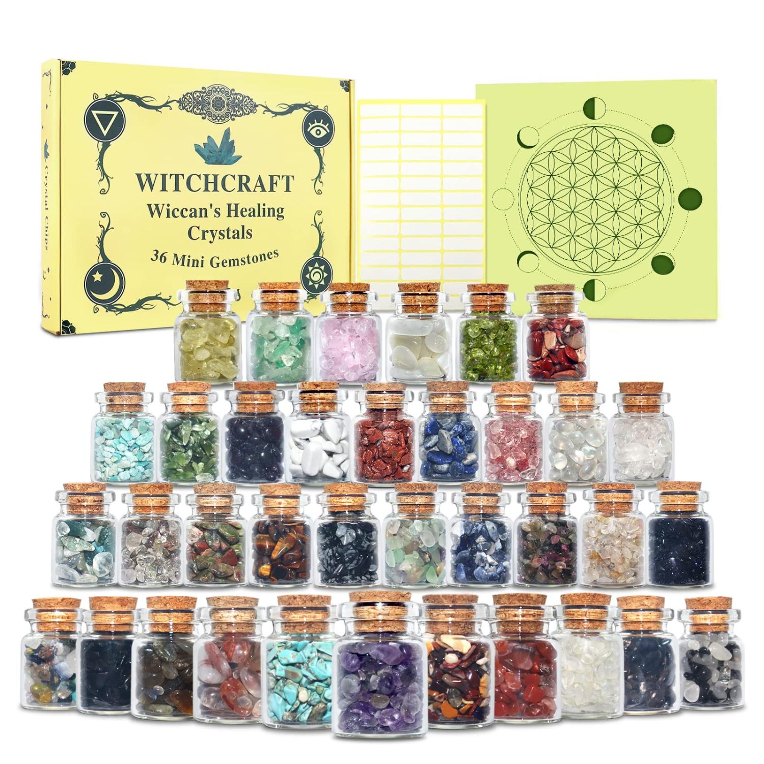 36 Mini Gemstone Crystal Chips Set for Witchcraft Supplies - Healing ...