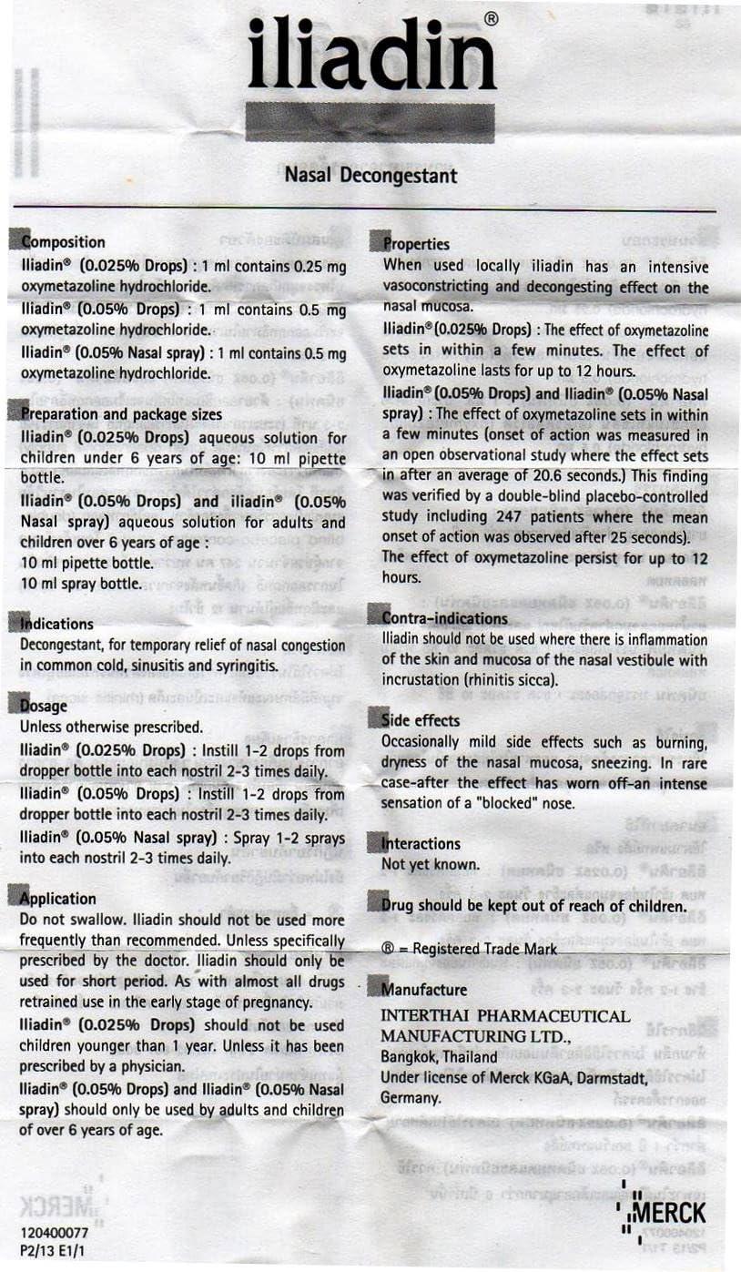 Iliadin Pedriatric Nasal Decongestant 0.025% Drops (New Look 0.34 ...