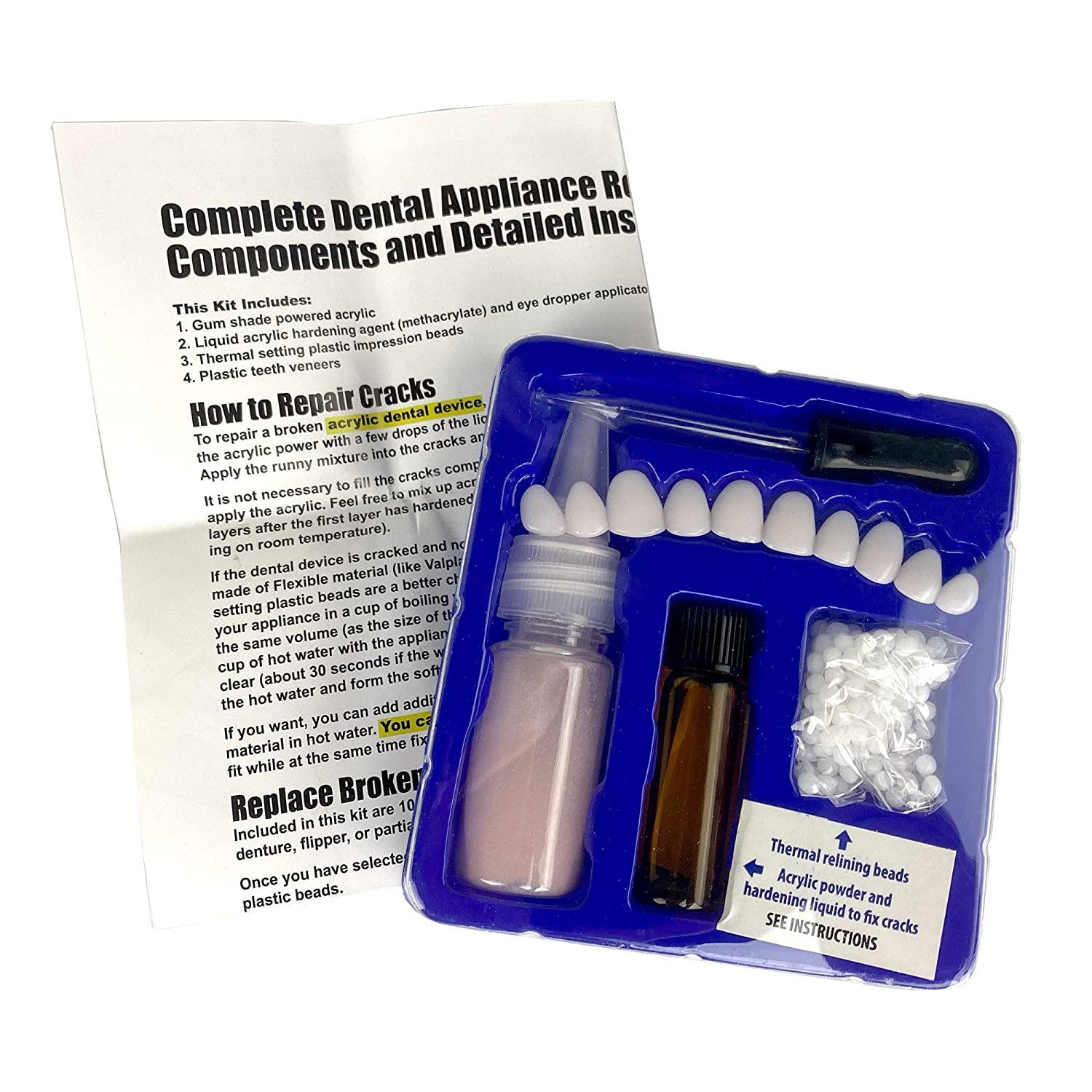 Denture Repair Kit & Reliner Disk with Denture Cream - Easy Denture Re ...