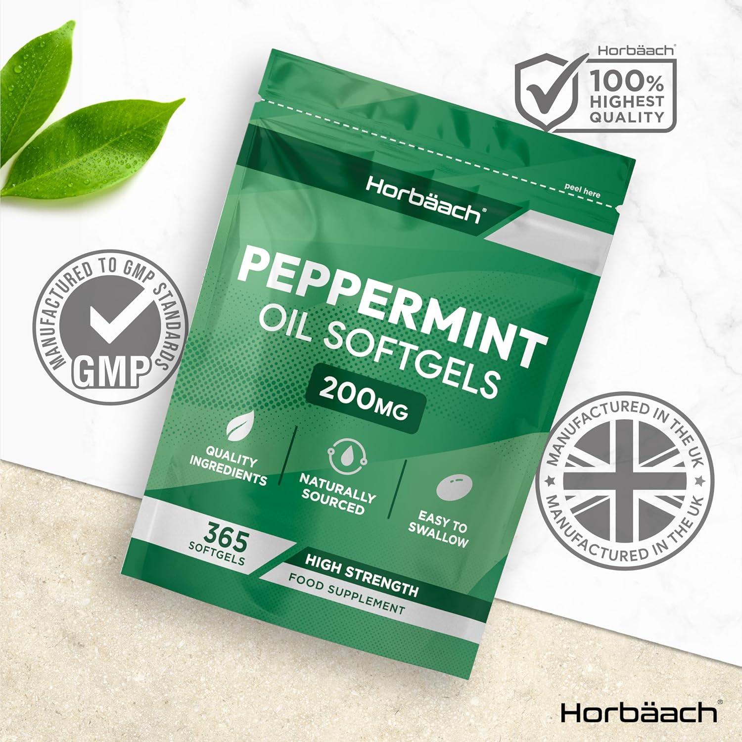 Peppermint Oil Capsules 200mg | 365 Softgels | Digestion Supplement ...