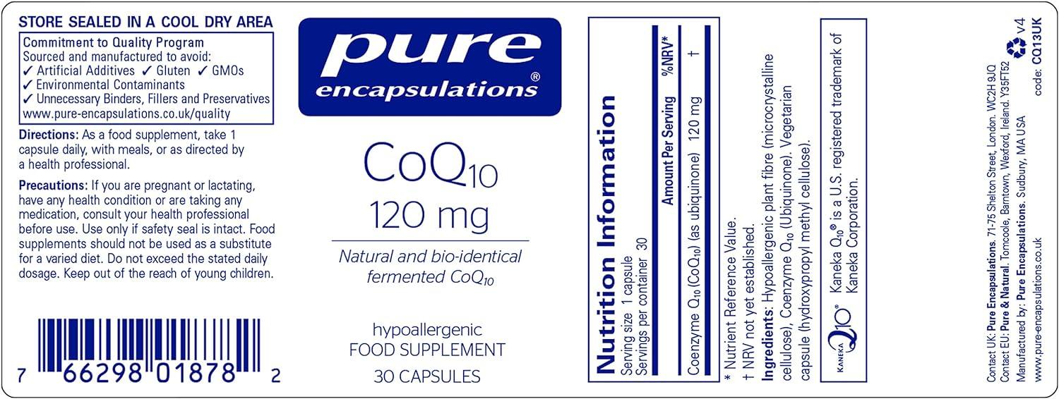 Pure Encapsulations - CoQ10 120mg - Natural and Bio-Identical Fermented ...